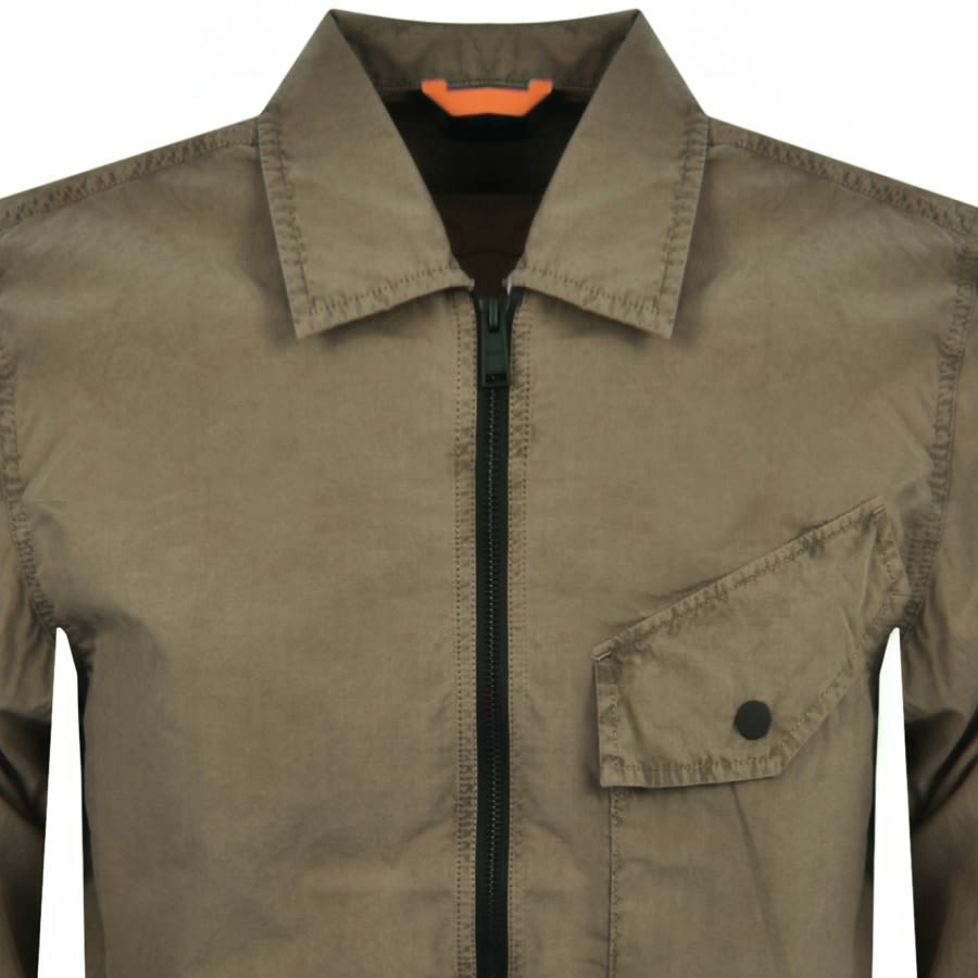 BOSS Full Zip Lovel Overshirt Jacket Green | Mainline Menswear Sweden