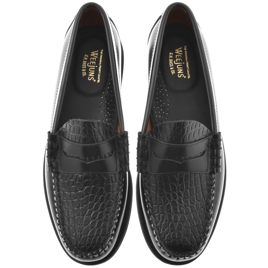 GH Bass Weejun Larson Croc Moc Mix Shoes Black | Mainline Menswear ...