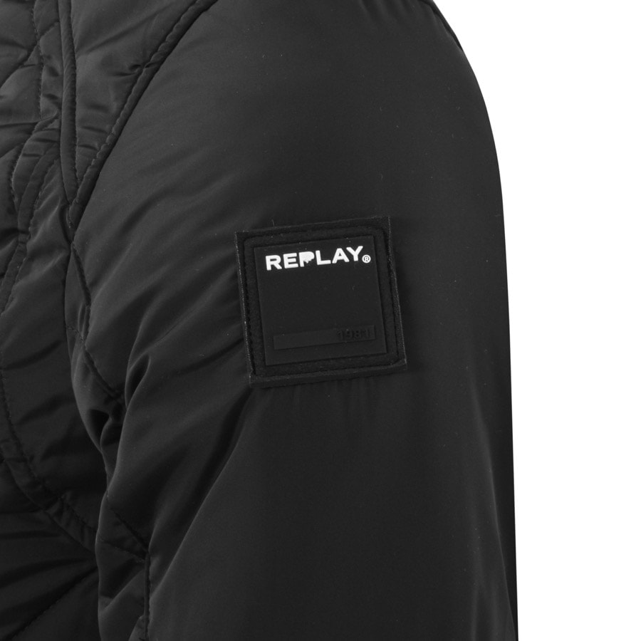 Replay Logo Quilted Jacket Black | Mainline Menswear United States