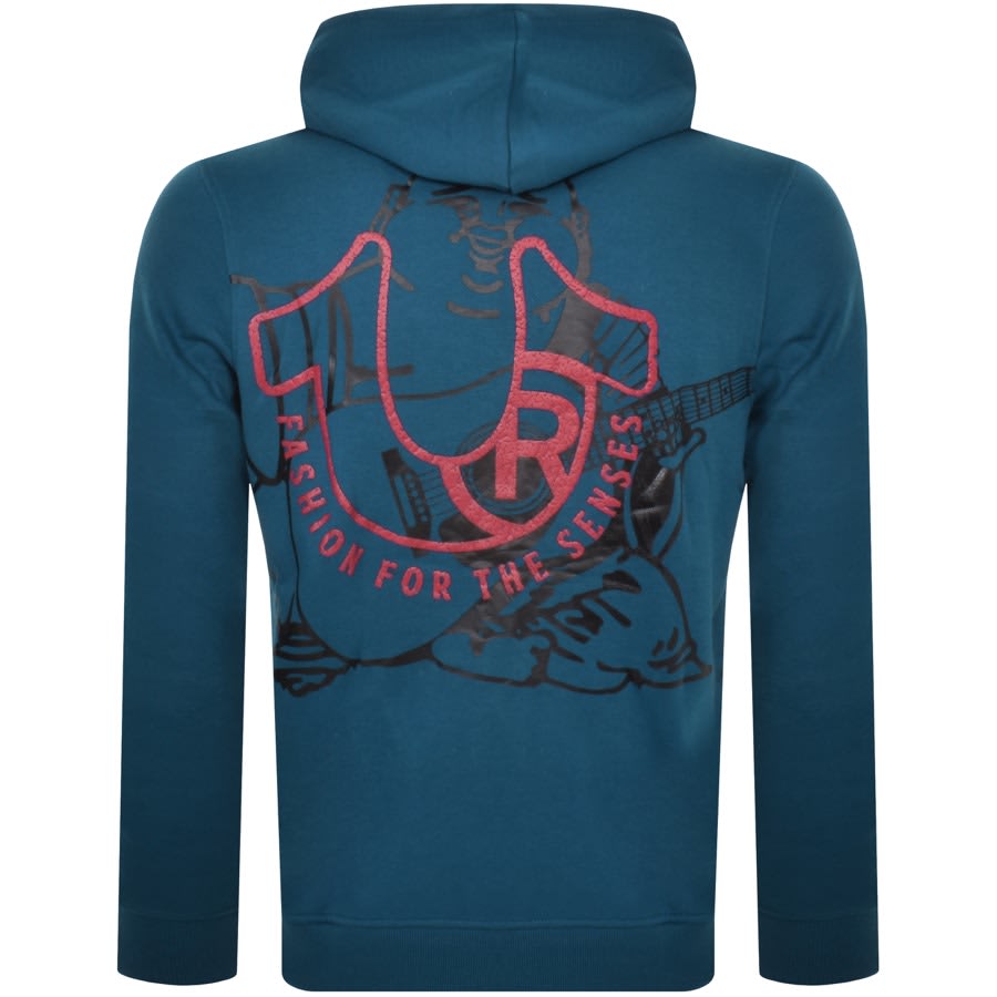 True Religion Textured Logo Full Zip Hoodie Blue | Mainline Menswear