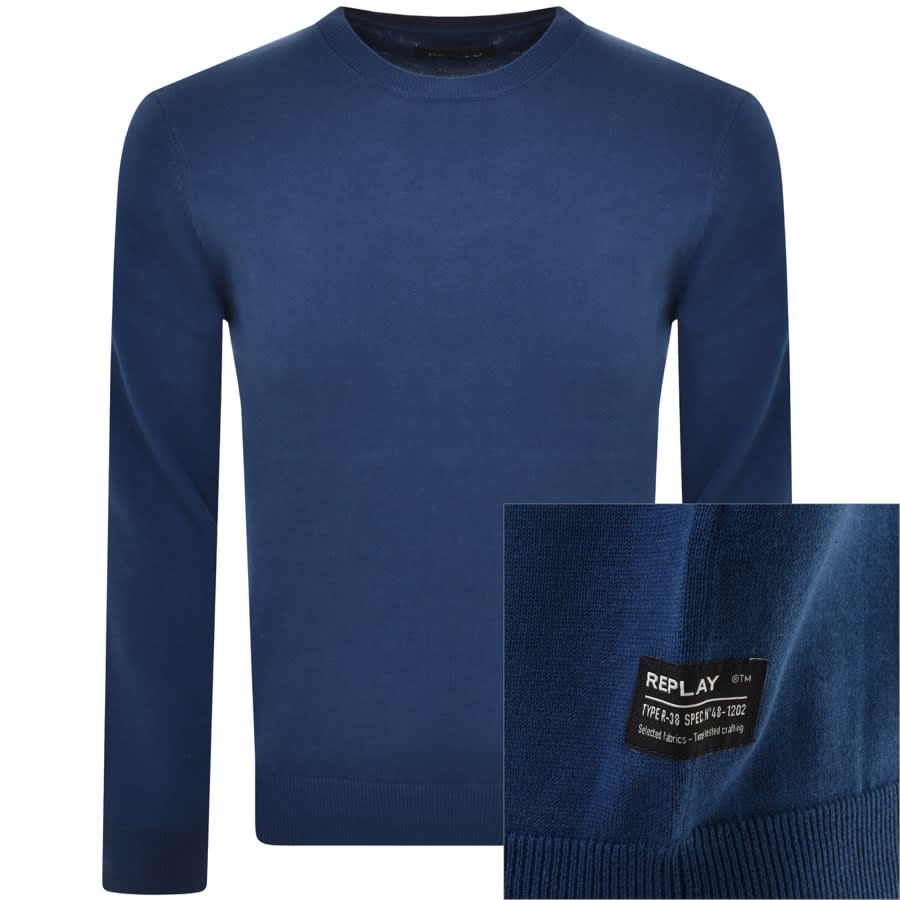 Replay Crew Neck Sweatshirt Blue | Mainline Menswear United States