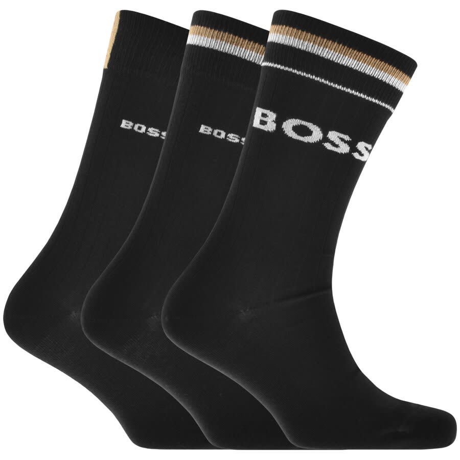 BOSS Three Pack Crew Socks Black | Mainline Menswear United States