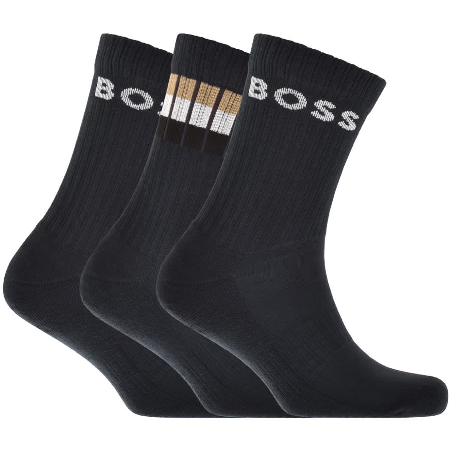 BOSS Three Pack Ribbed Crew Socks Navy | Mainline Menswear United States