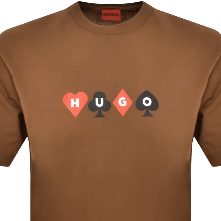 HUGO Doober Crew Neck T Shirt Brown | Mainline Menswear United States