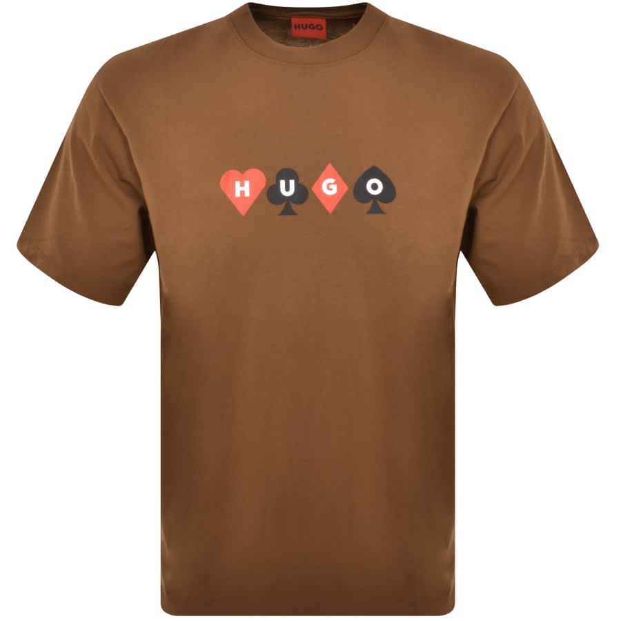 HUGO Doober Crew Neck T Shirt Brown | Mainline Menswear United States