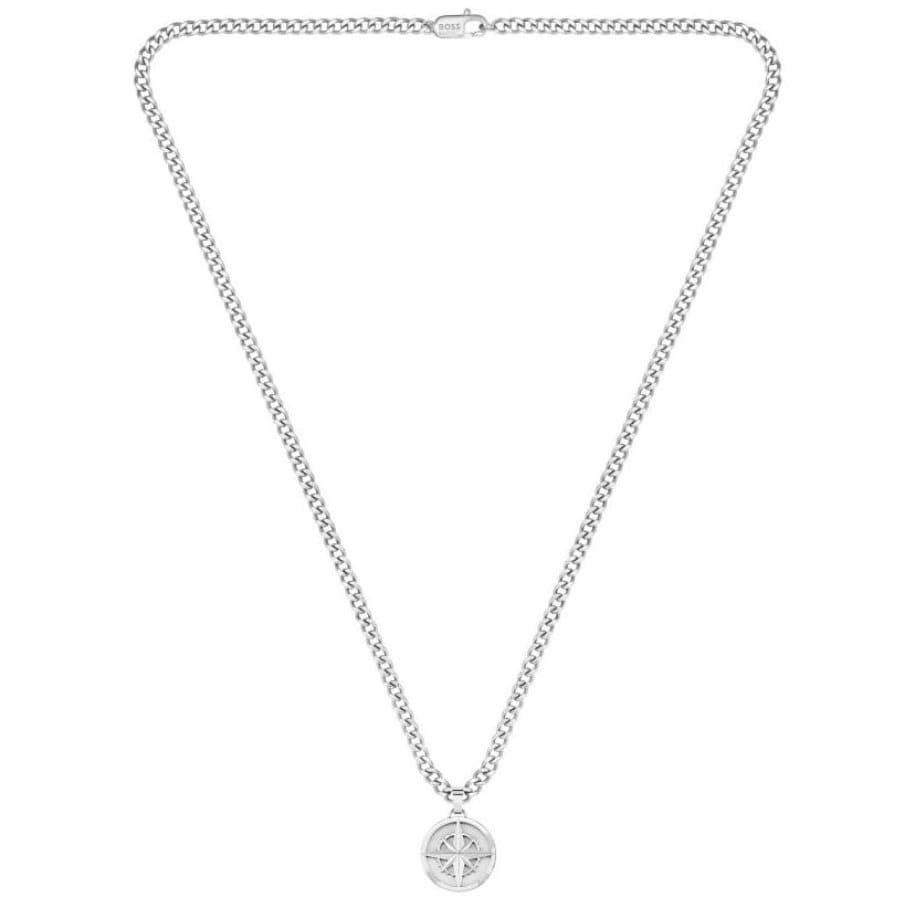 BOSS Compass Necklace Silver | Mainline Menswear