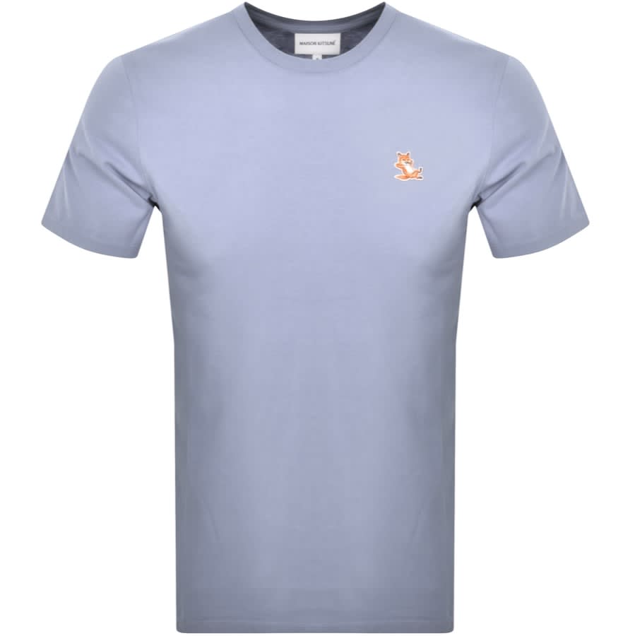 Maison Kitsune Chillax Fox Patch T Shirt Blue | Mainline Menswear ...