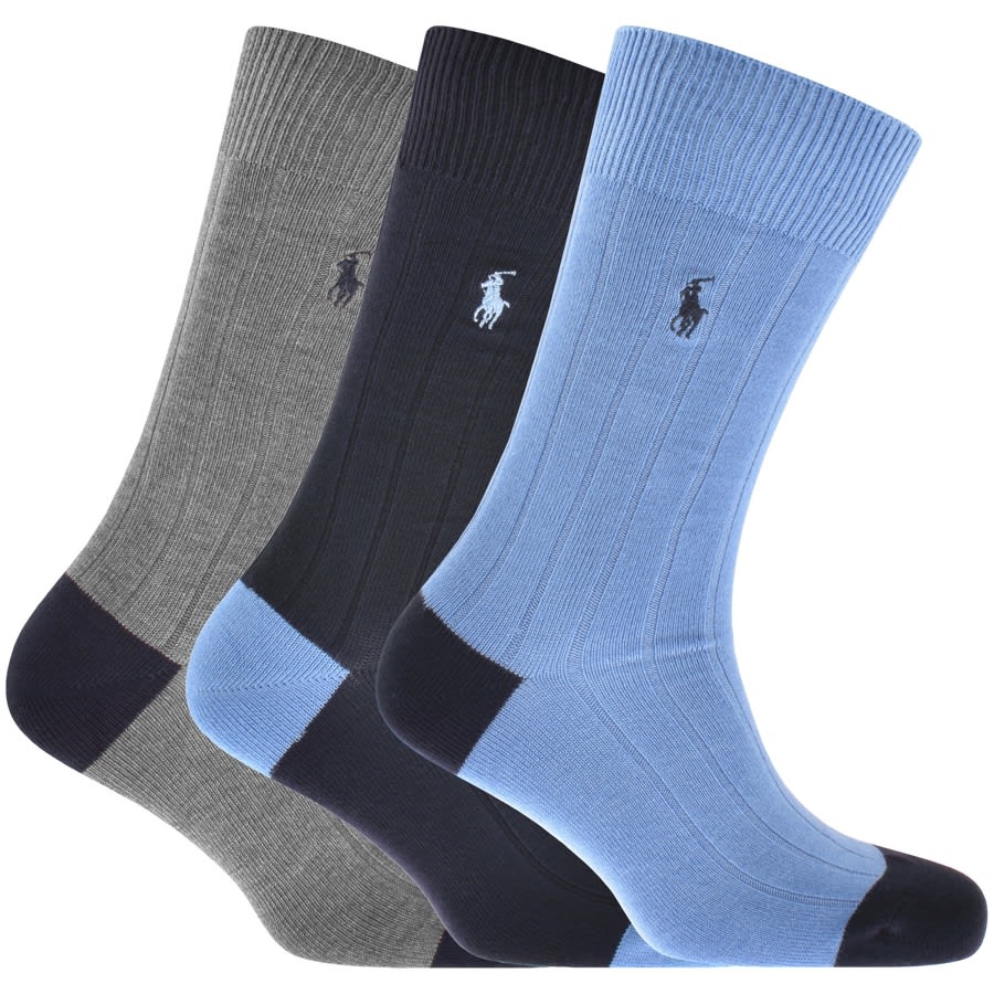 Ralph Lauren Three Pack Socks Blue | Mainline Menswear Denmark