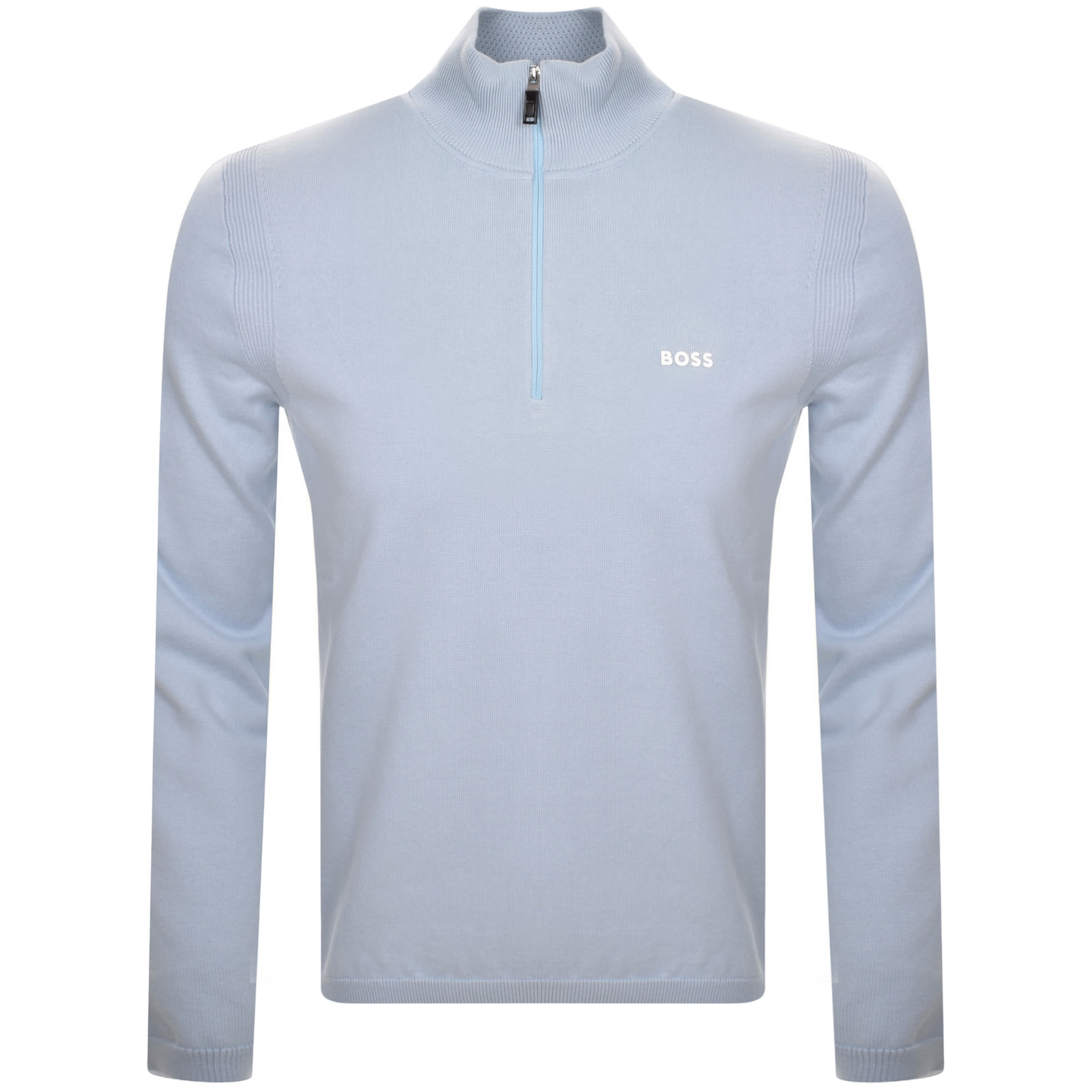 BOSS Ever X Quarter Zip Knit Jumper Blue | Mainline Menswear United States