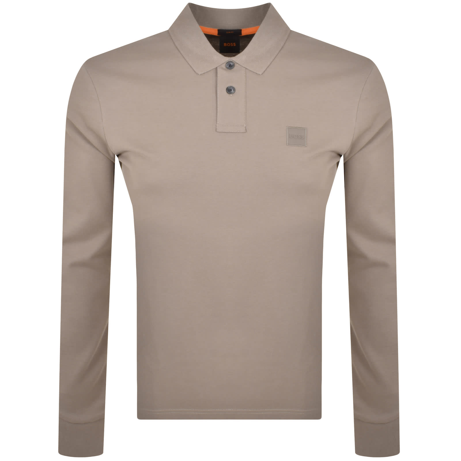 BOSS Long Sleeve Passerby Polo T Shirt Brown | Mainline Menswear United ...
