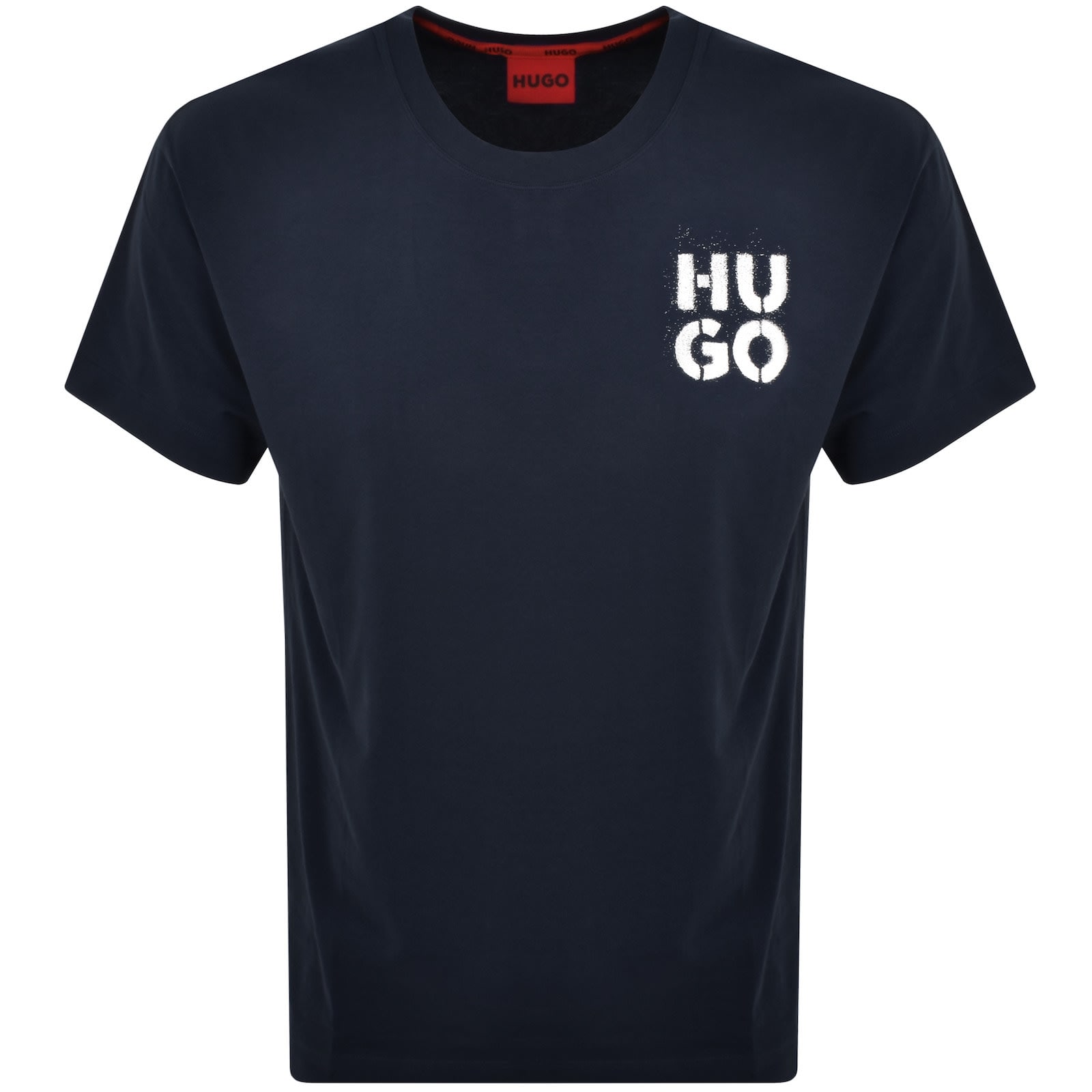 HUGO Spray Logo T Shirt Navy | Mainline Menswear United States