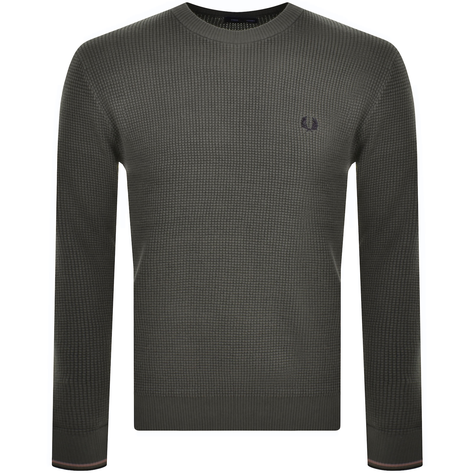 Fred Perry Waffle Stitch Knit Jumper Green | Mainline Menswear