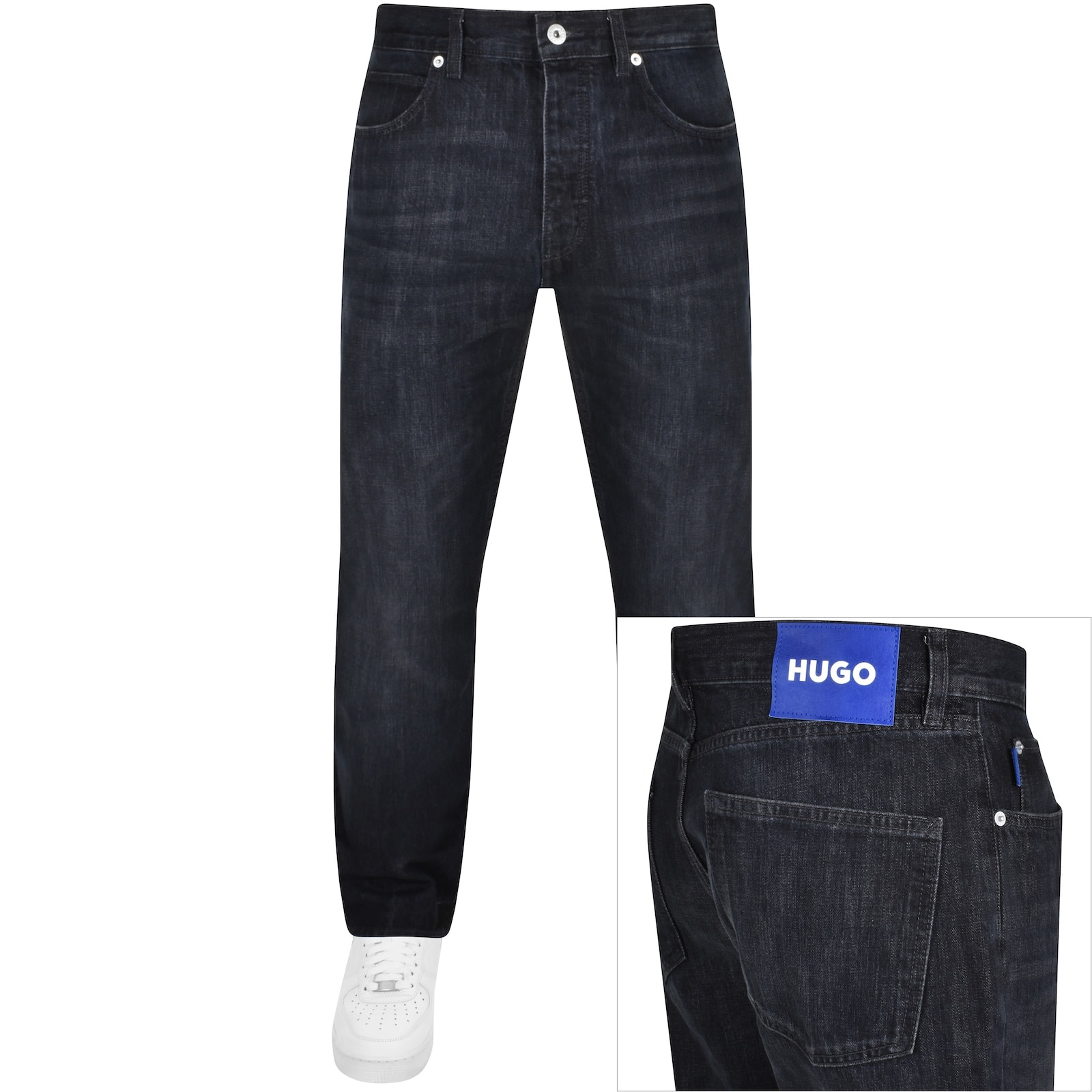 HUGO Blue Straight Fit Jonah Dark Wash Jeans | Mainline Menswear United ...