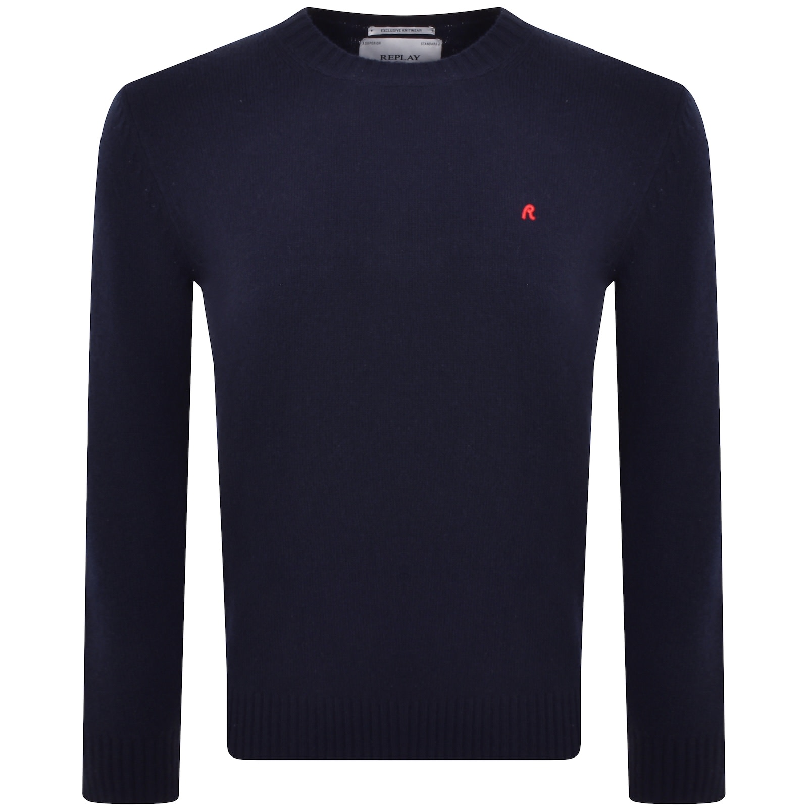 Replay Crew Neck Knit Jumper Navy | Mainline Menswear