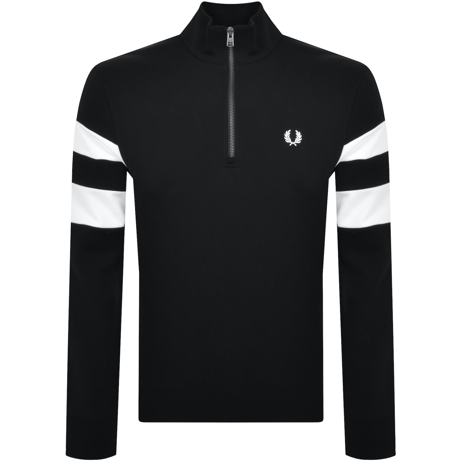 Fred Perry Half Zip Tipped Sweatshirt Black | Mainline Menswear United ...