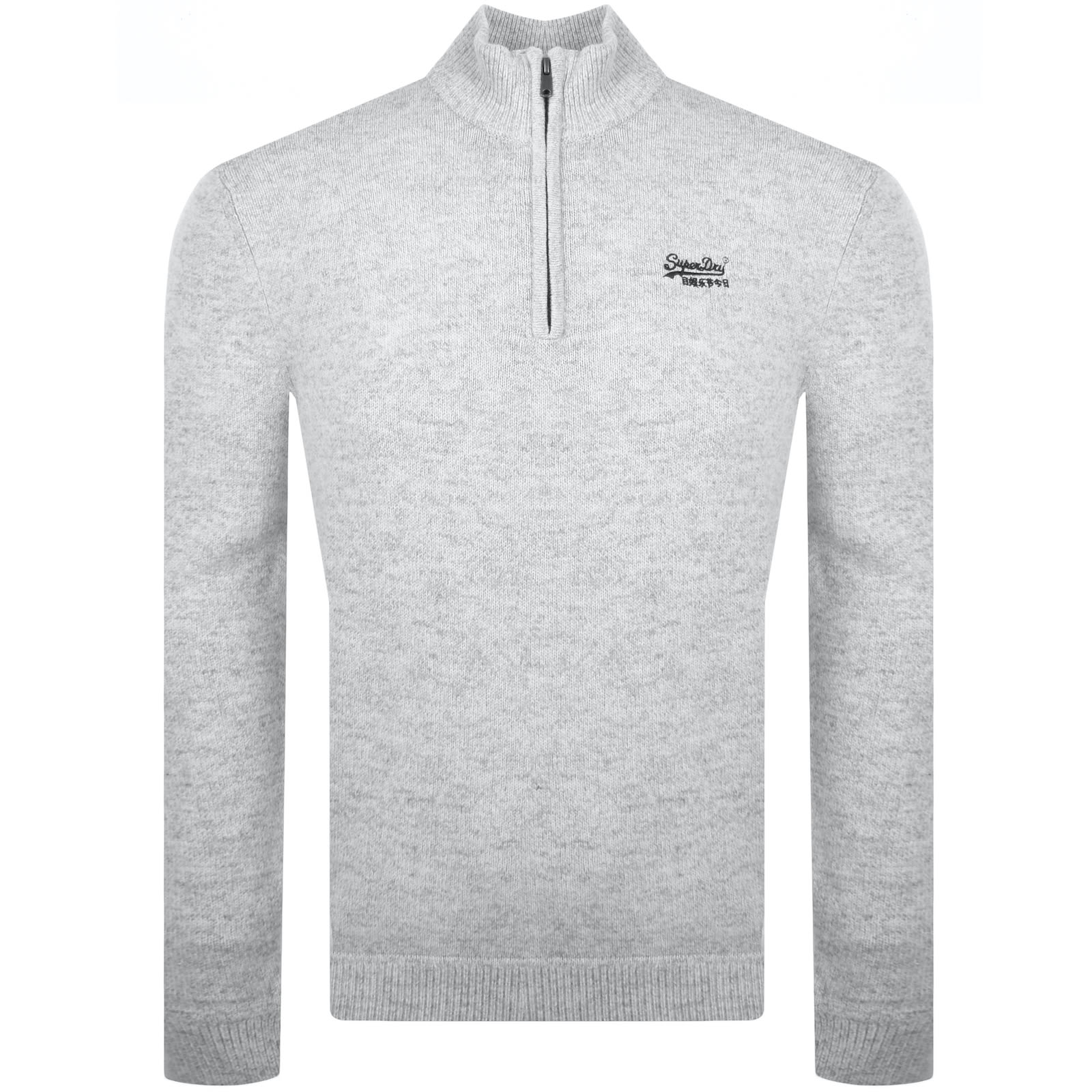 Superdry Essential Emblem Henley Jumper Grey | Mainline Menswear