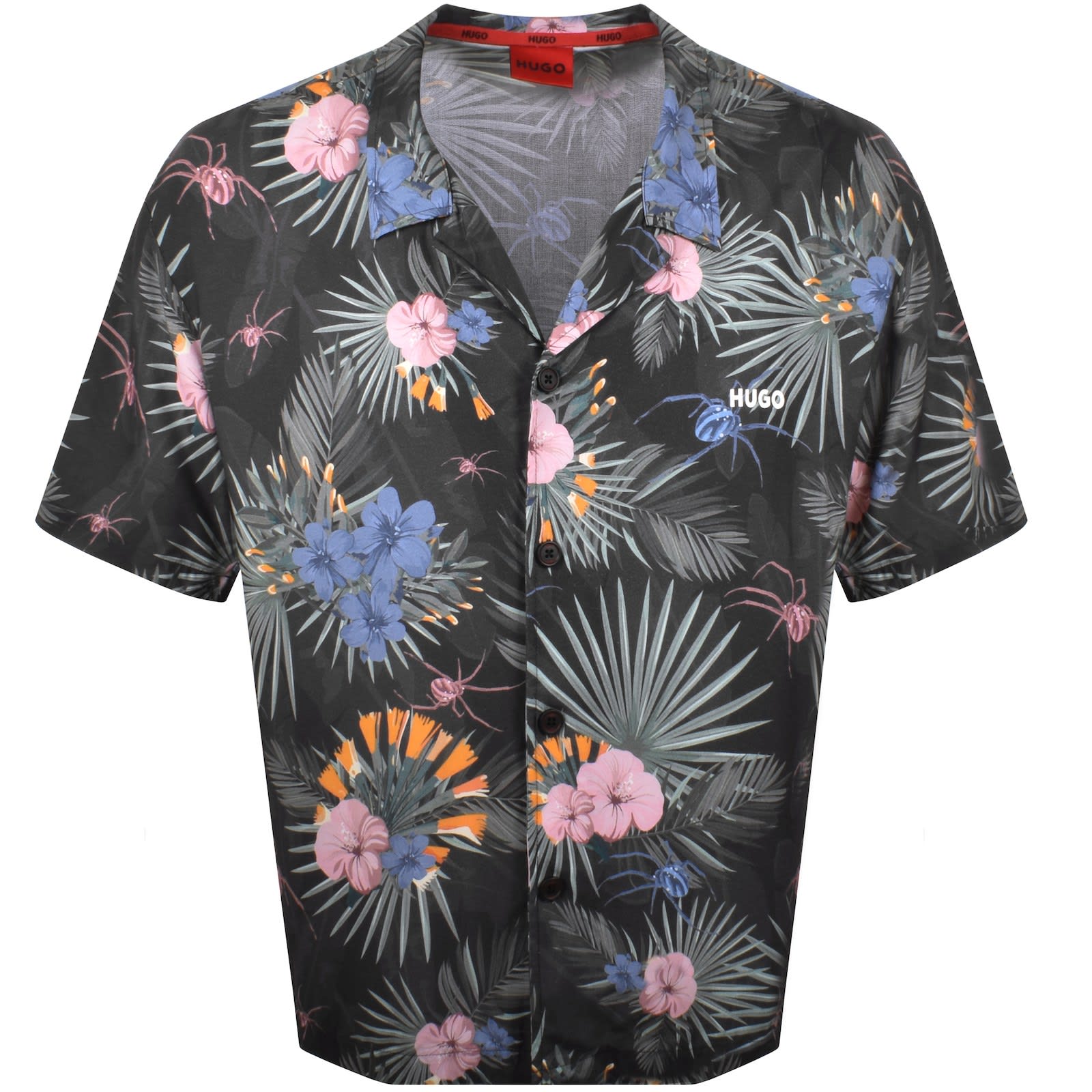 HUGO Relaxed Short Sleeve Beach Shirt Green | Mainline Menswear