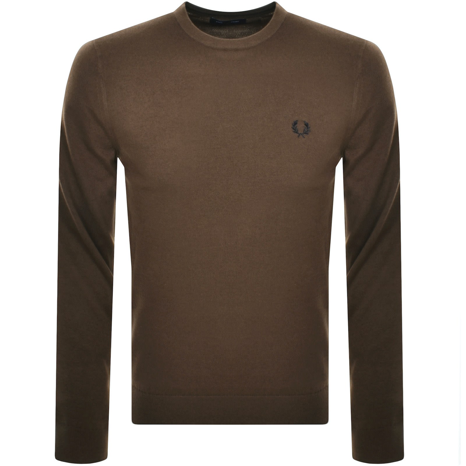 Fred Perry Classic Crew Neck Knit Jumper Brown | Mainline Menswear