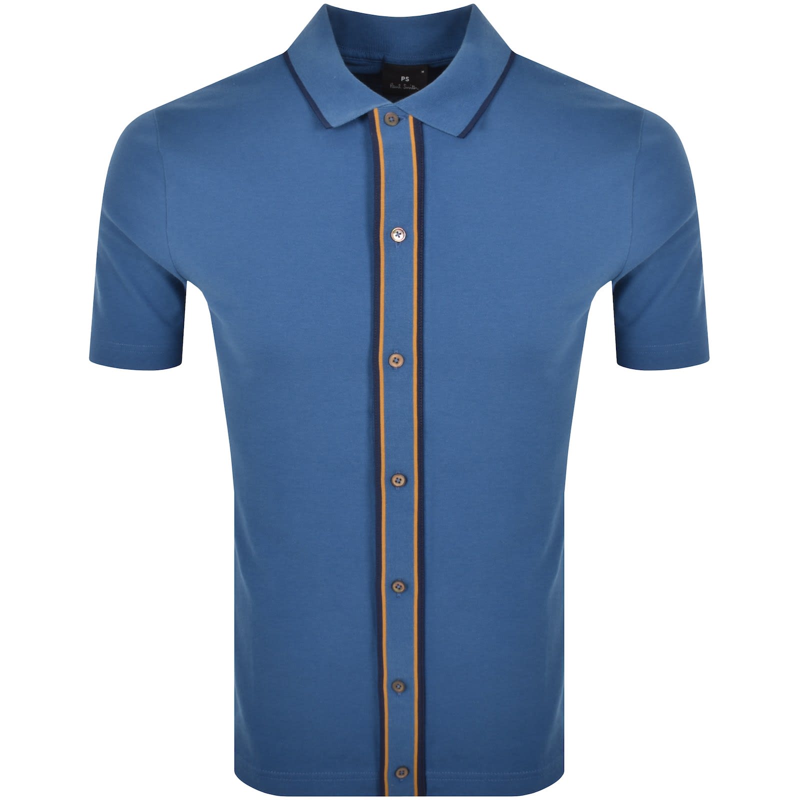 Paul Smith Button Front Polo T Shirt Blue | Mainline Menswear