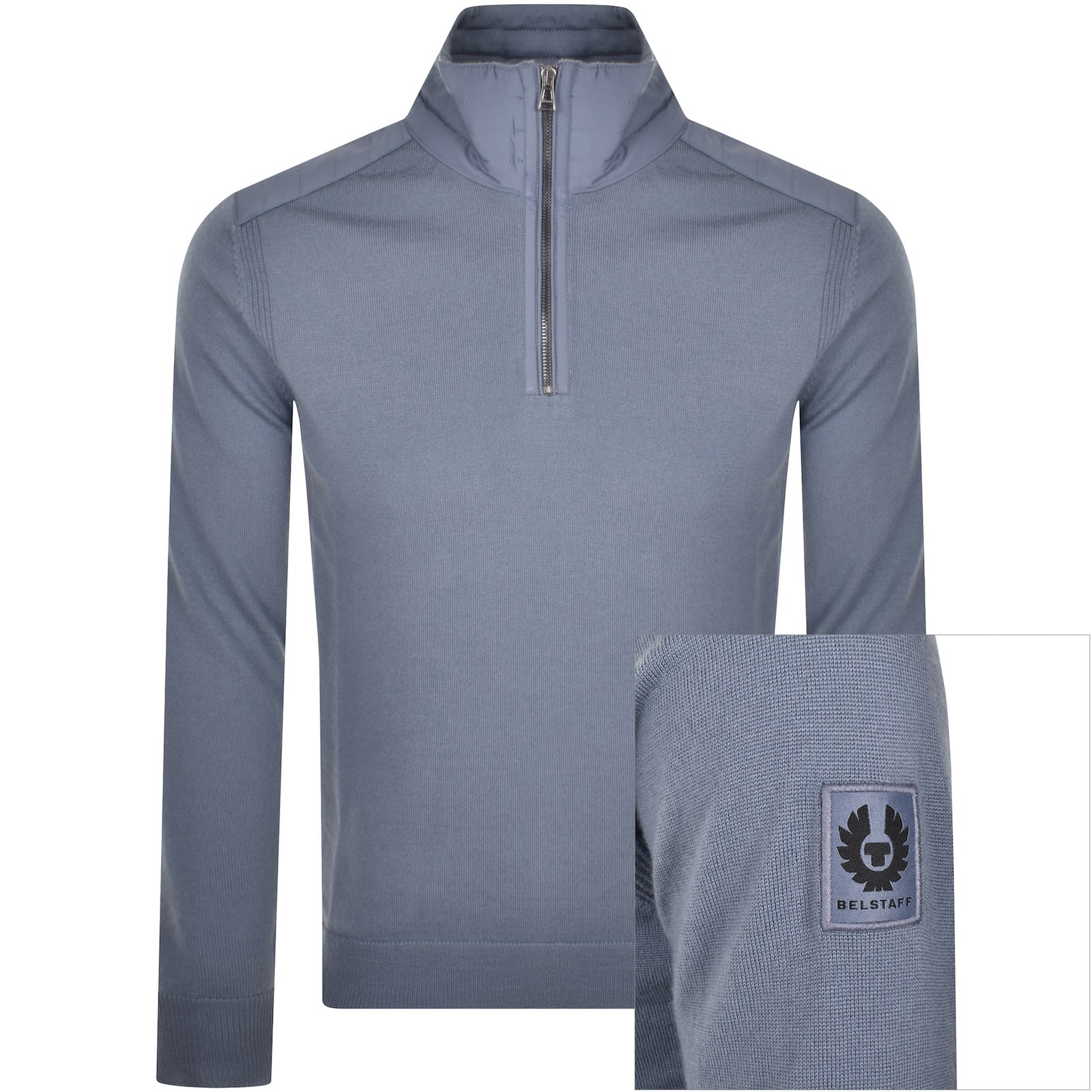 Belstaff Kilmington Quarter Zip Jumper Blue | Mainline Menswear