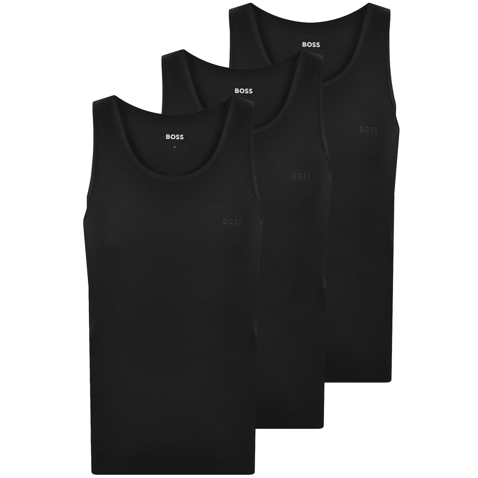 BOSS ONE 3 Pack Ribbed Vests Black | Mainline Menswear