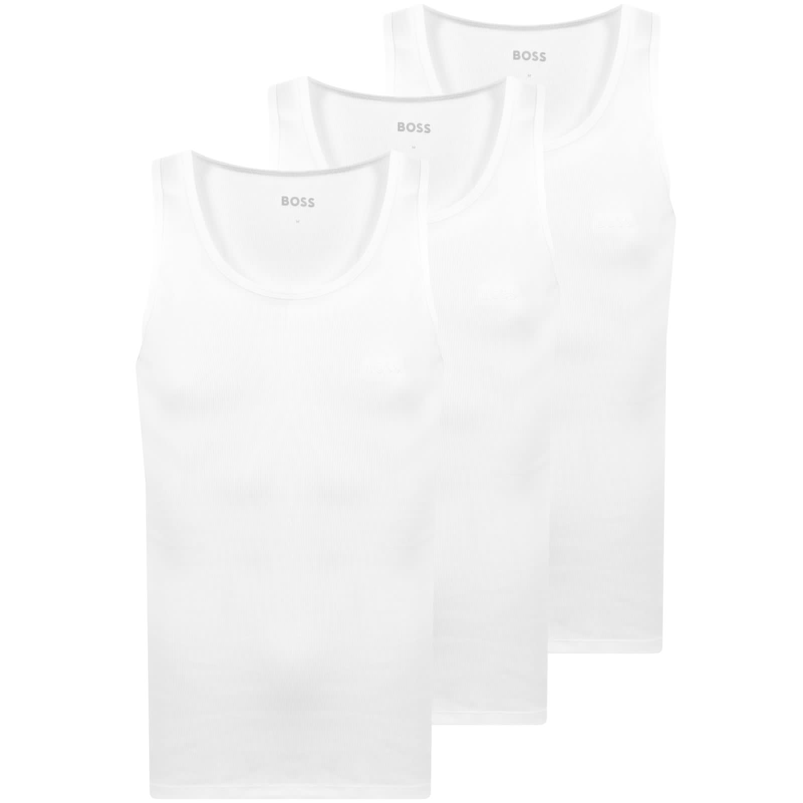 BOSS ONE 3 Pack Ribbed Vests White | Mainline Menswear