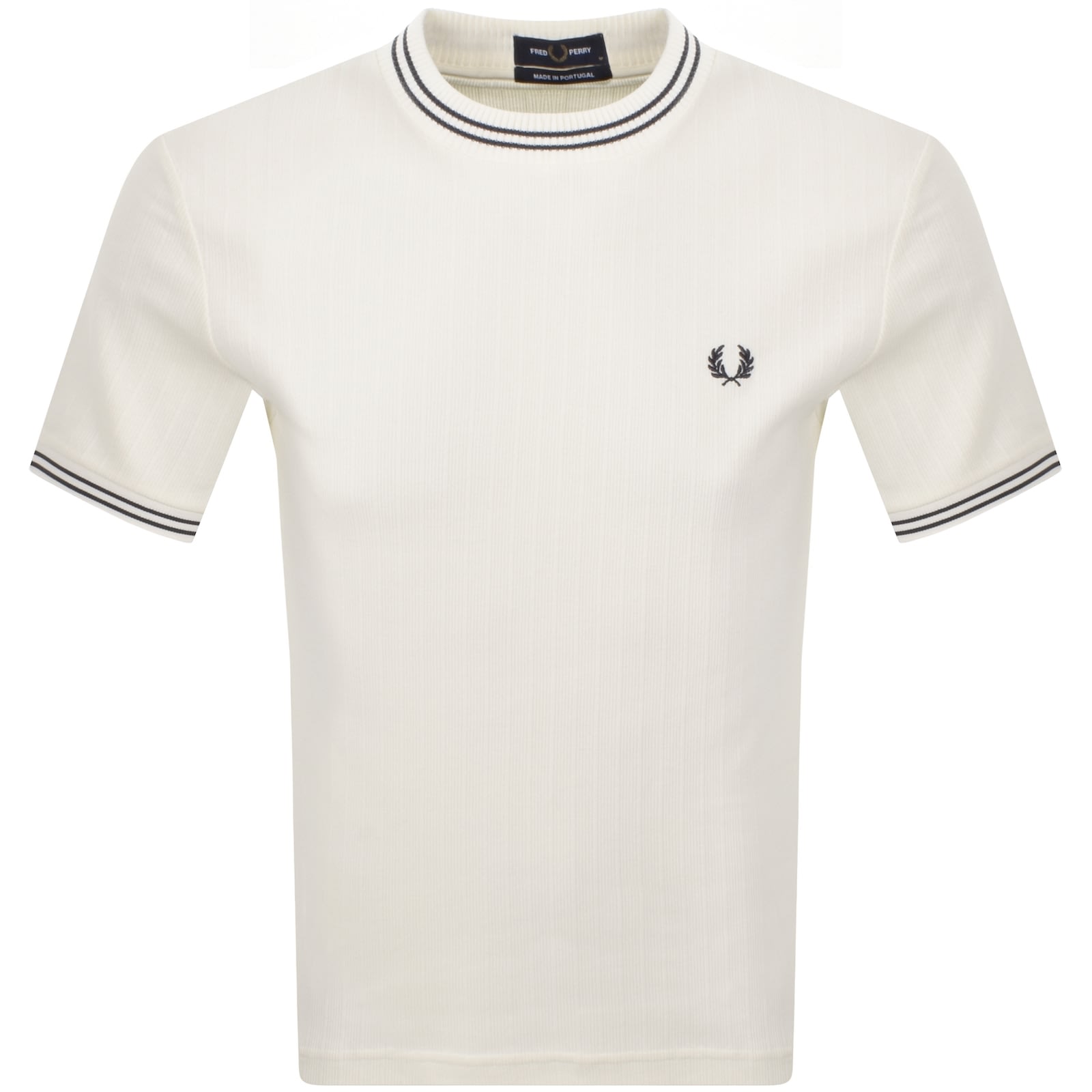 Fred Perry Ribbed Jersey T Shirt Ecru | Mainline Menswear