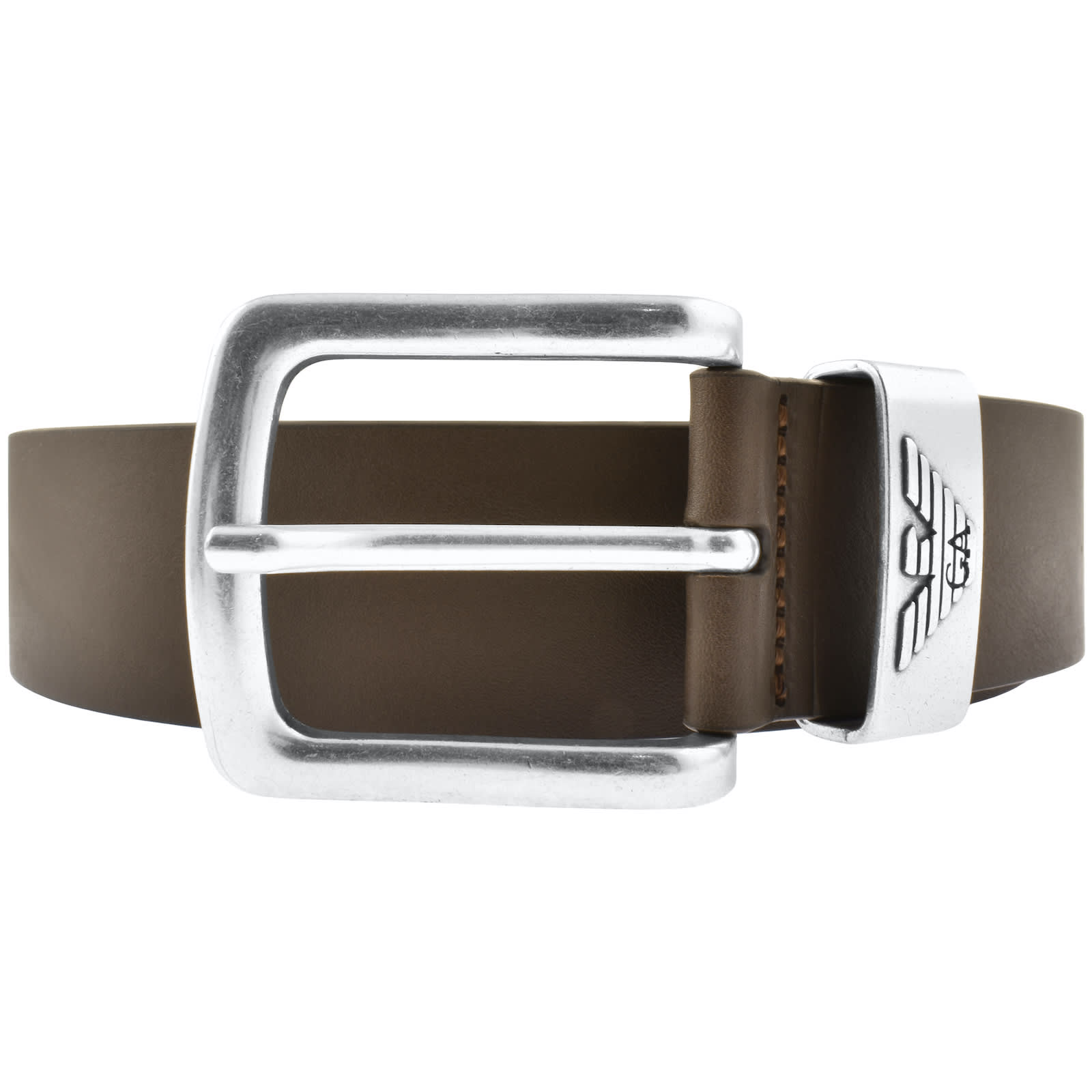 Emporio Armani Leather Belt Brown | Mainline Menswear
