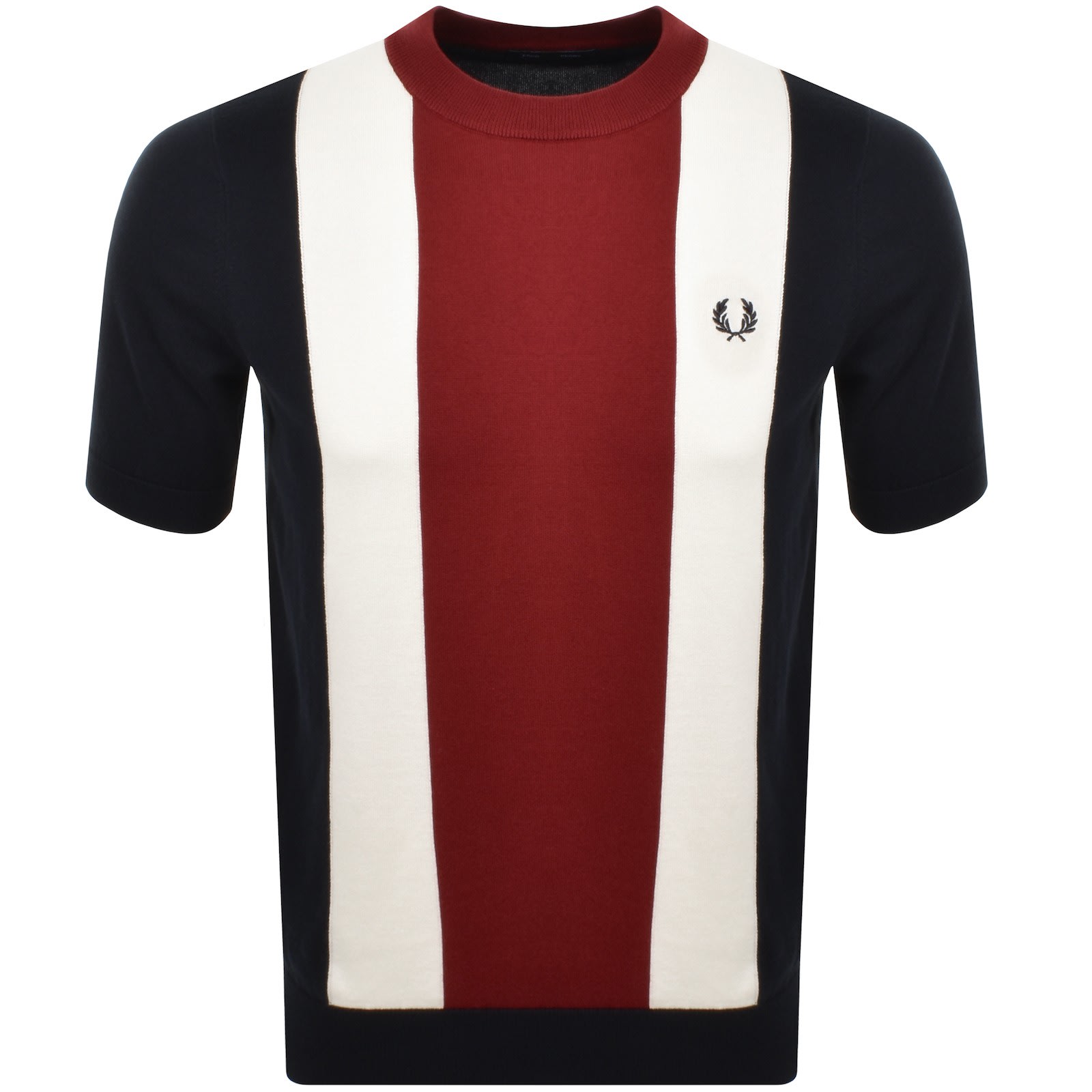 Fred Perry Vertical Stripe Knit T Shirt Navy | Mainline Menswear United ...