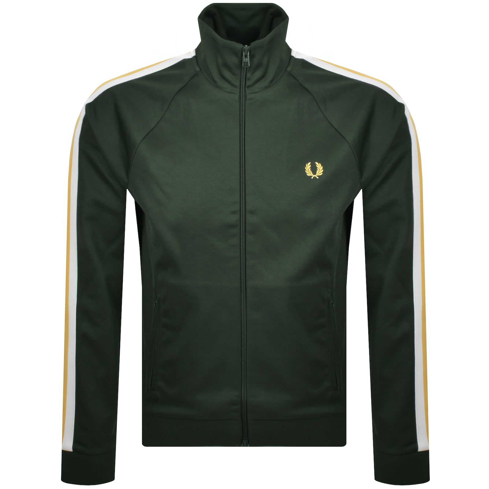 Fred Perry Two Colour Tape Track Jacket Green | Mainline Menswear