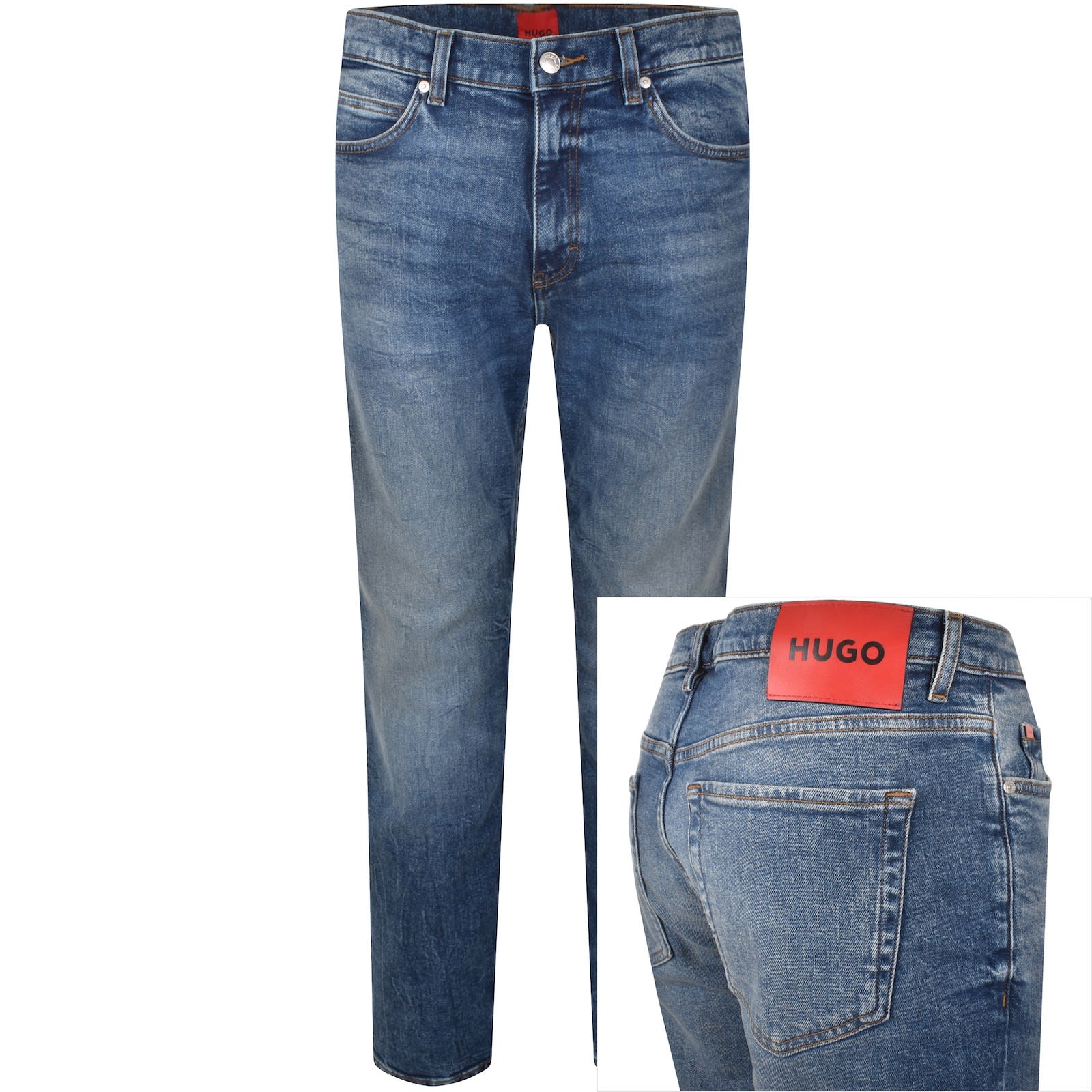 HUGO 708 Slim Fit Jeans Mid Wash Blue | Mainline Menswear