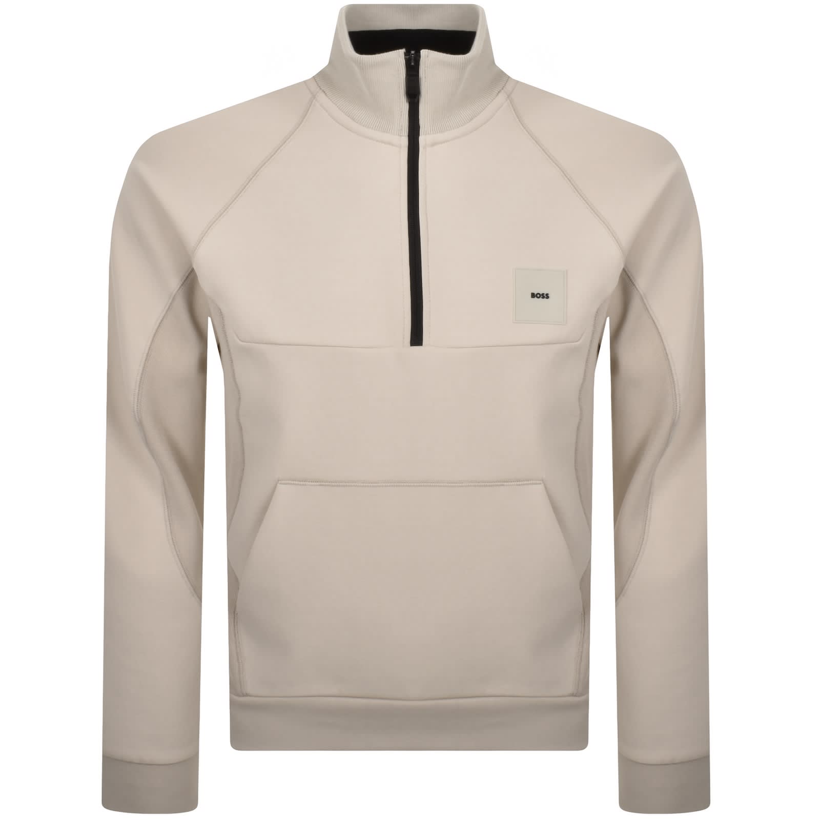 BOSS Sweat Rib Quarter Zip Sweatshirt Beige | Mainline Menswear