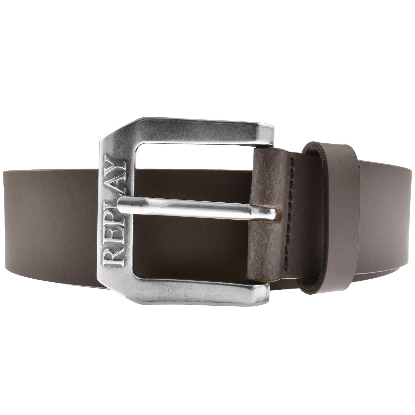 Replay Logo Buckle Belt Brown | Mainline Menswear United States