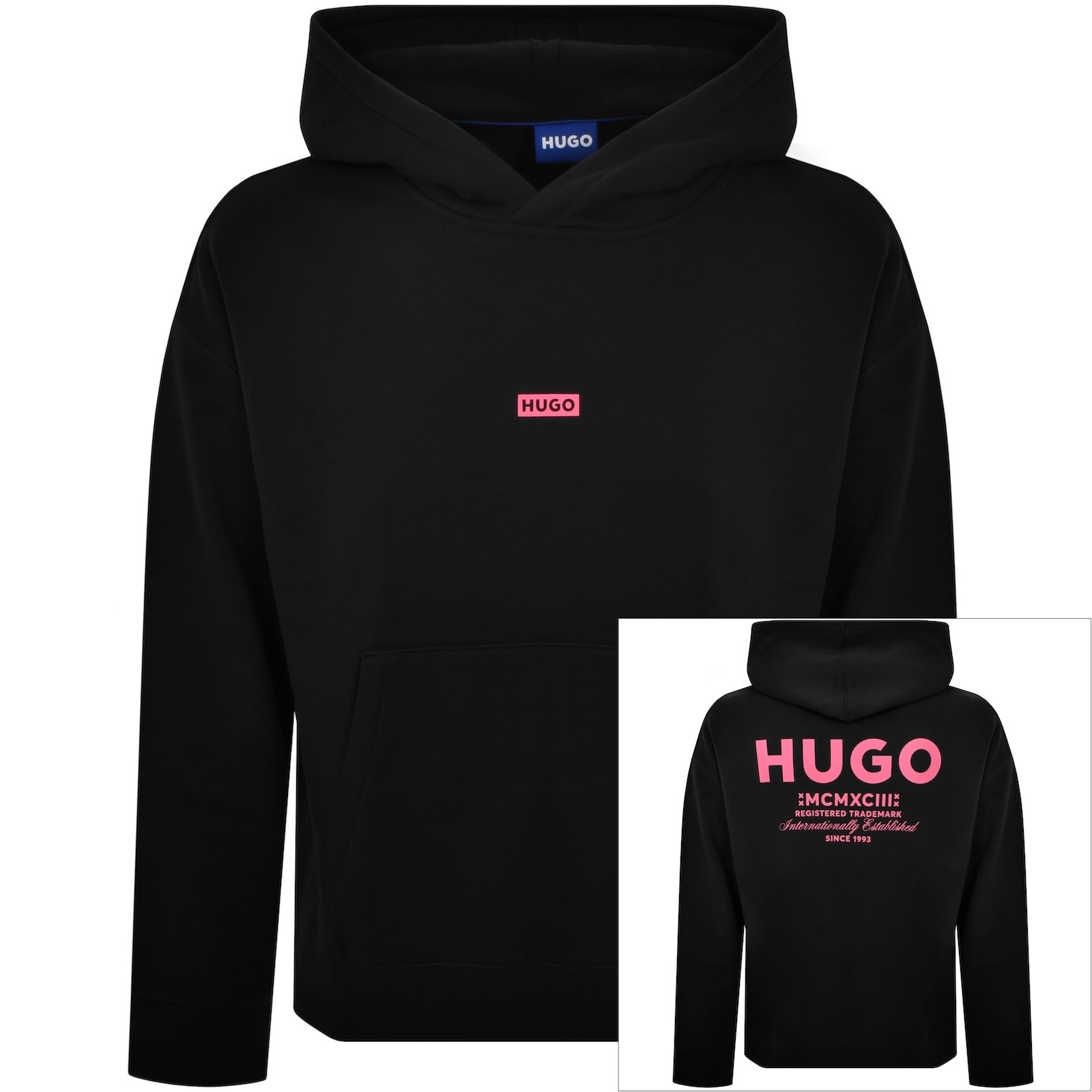 HUGO Blue Nazardo Hoodie Black | Mainline Menswear