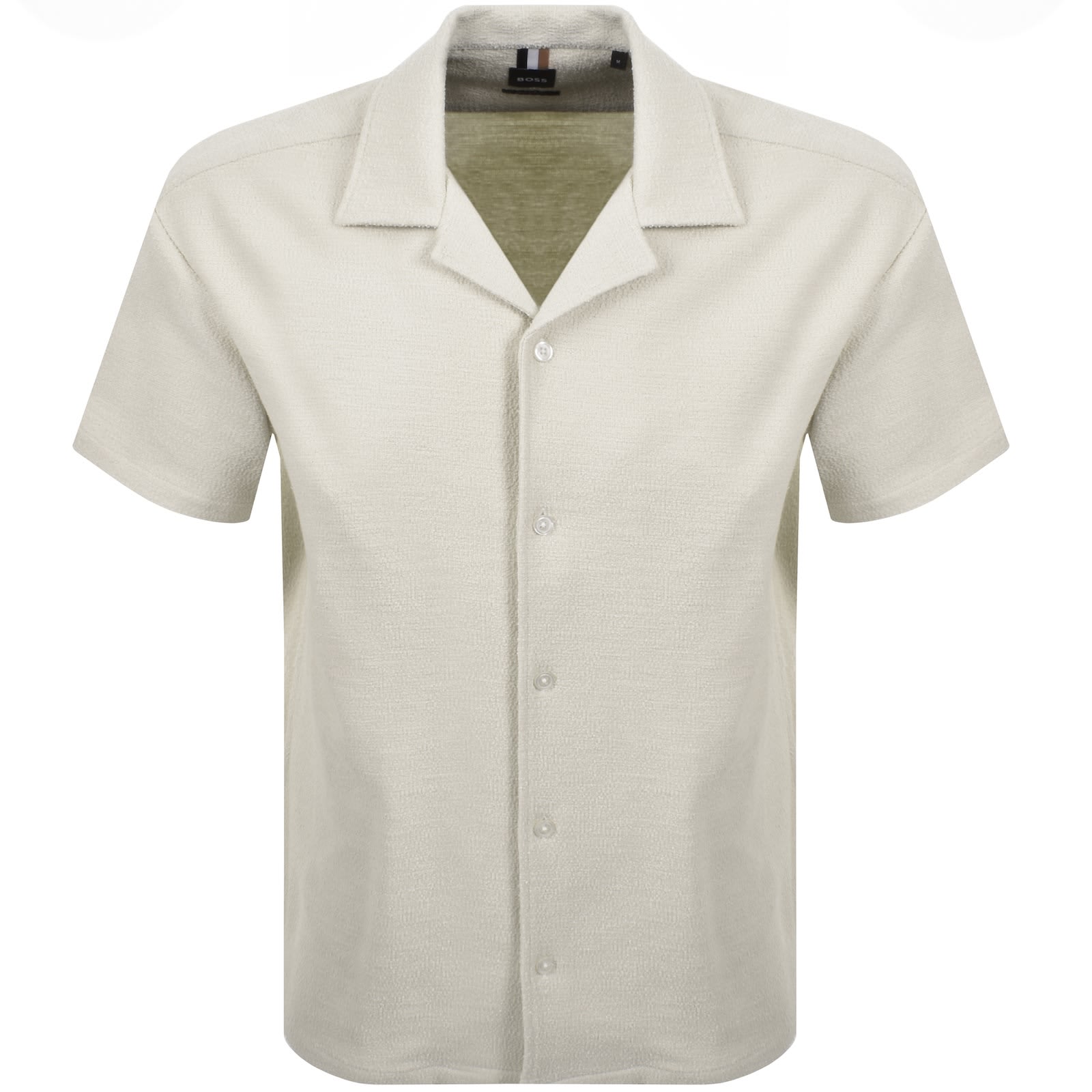 BOSS Lars Short Sleeve Shirt Beige | Mainline Menswear