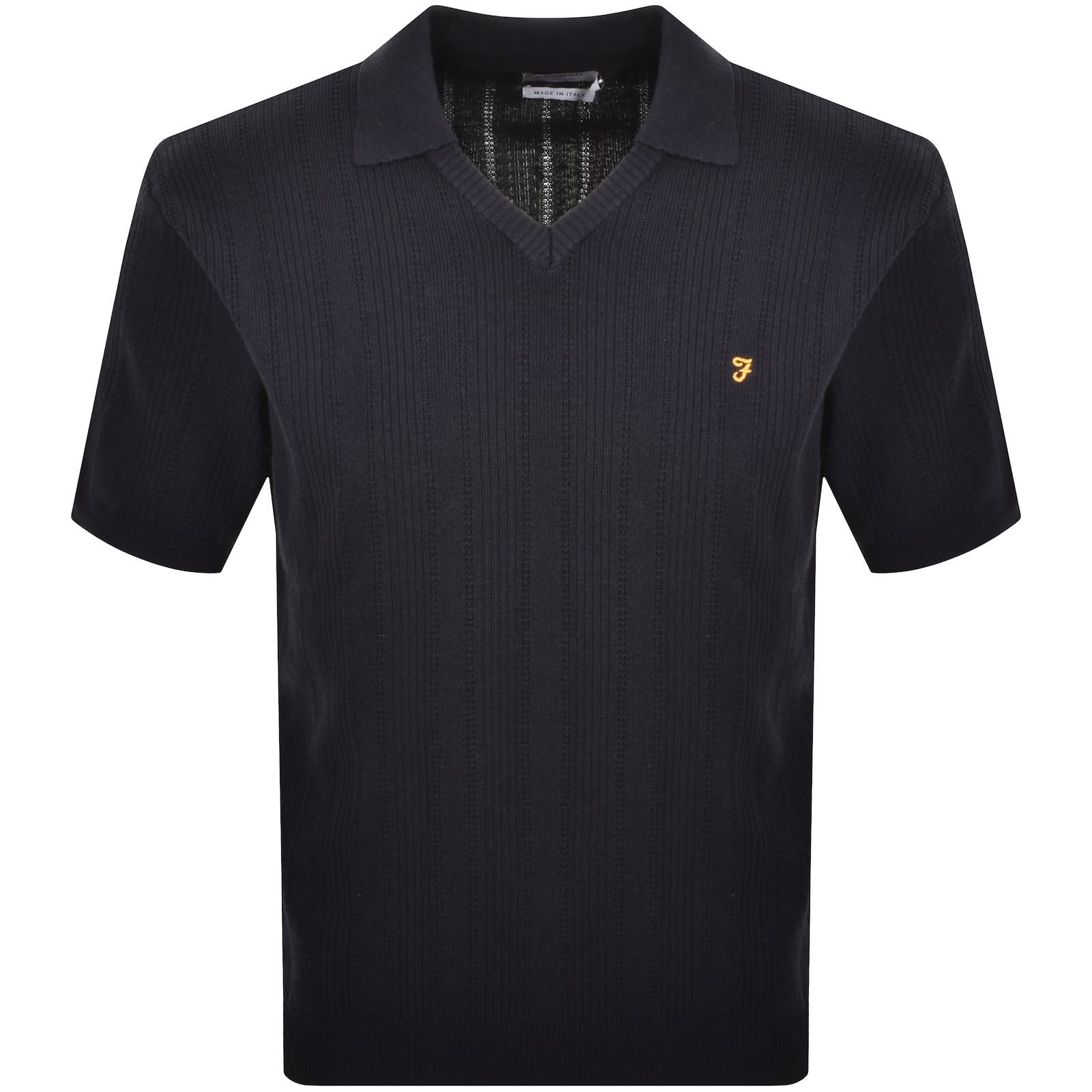 Farah Woodford Knit Polo T Shirt True Navy | Mainline Menswear