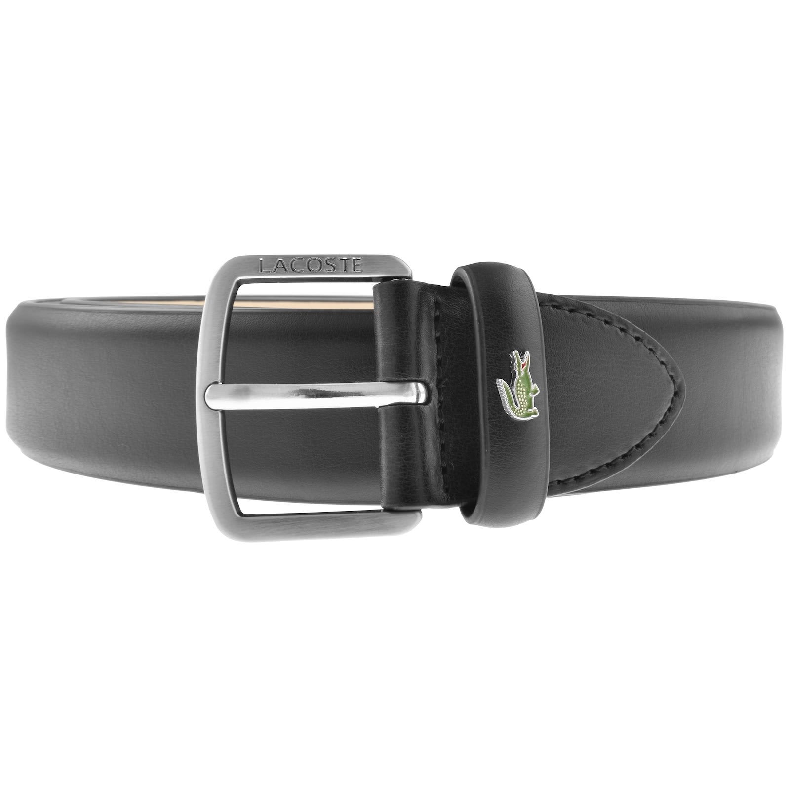 Lacoste Coated Split Leather Belt Black | Mainline Menswear United States