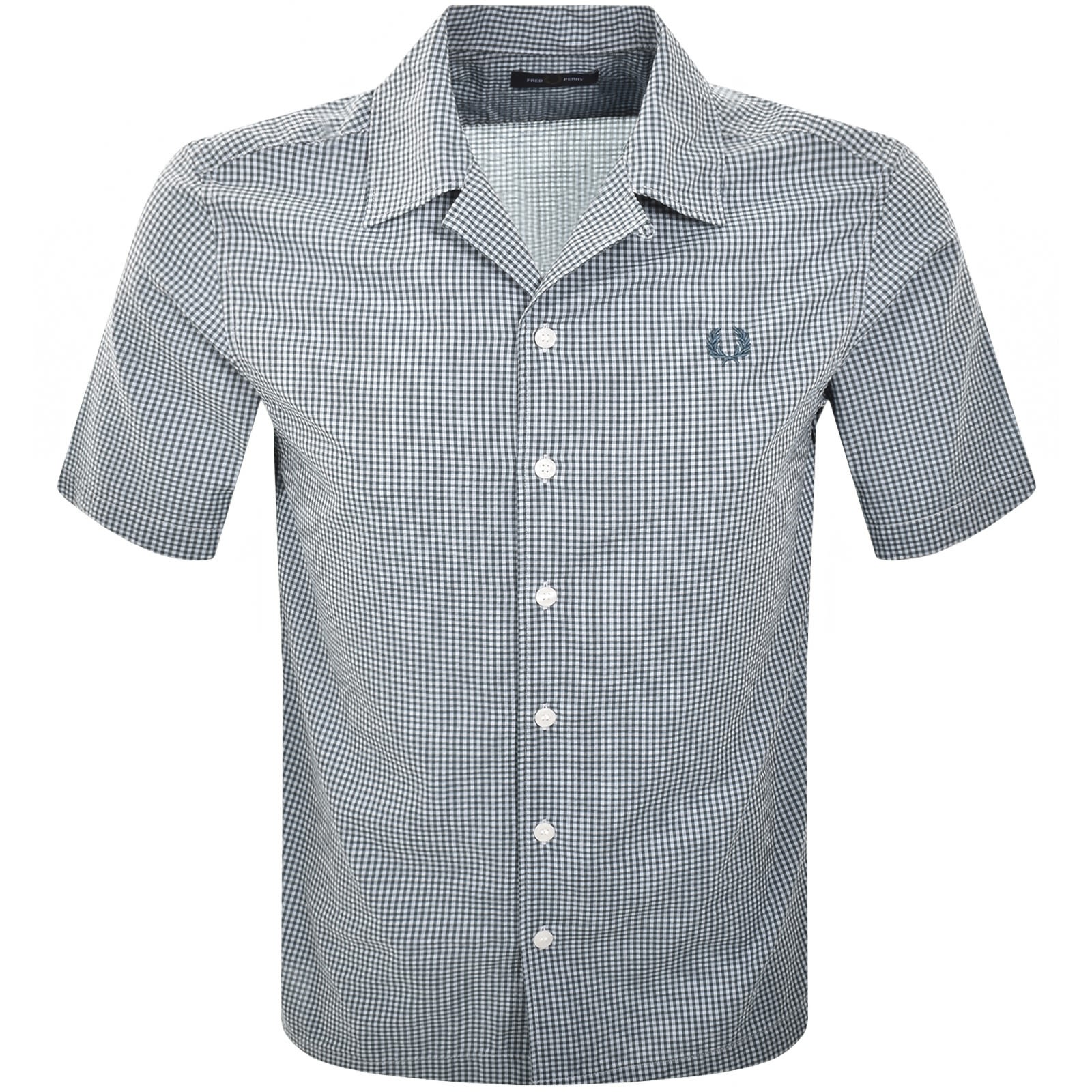 Fred Perry Seersucker Shirt Blue | Mainline Menswear