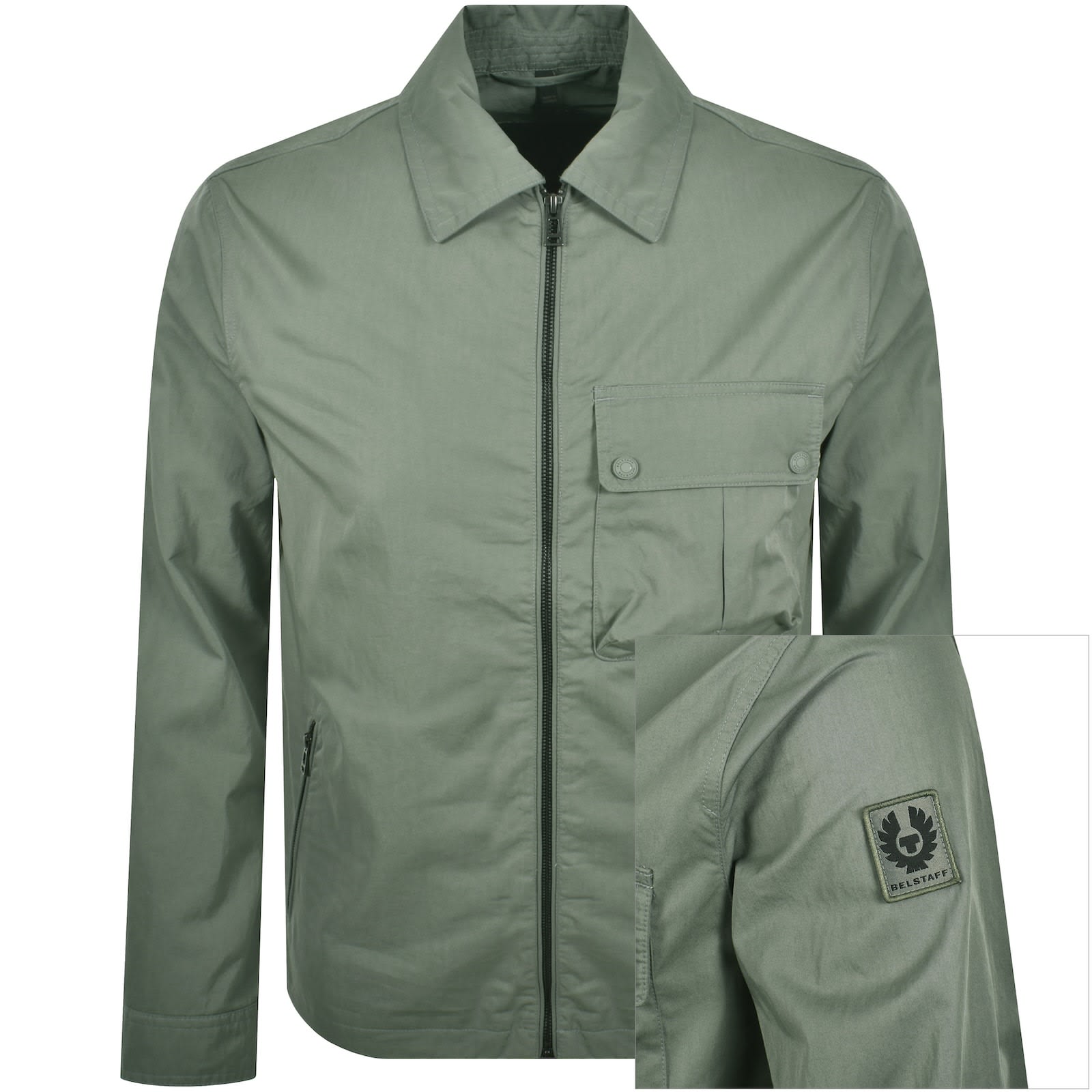 Belstaff Drome Overshirt Sage Green | Mainline Menswear