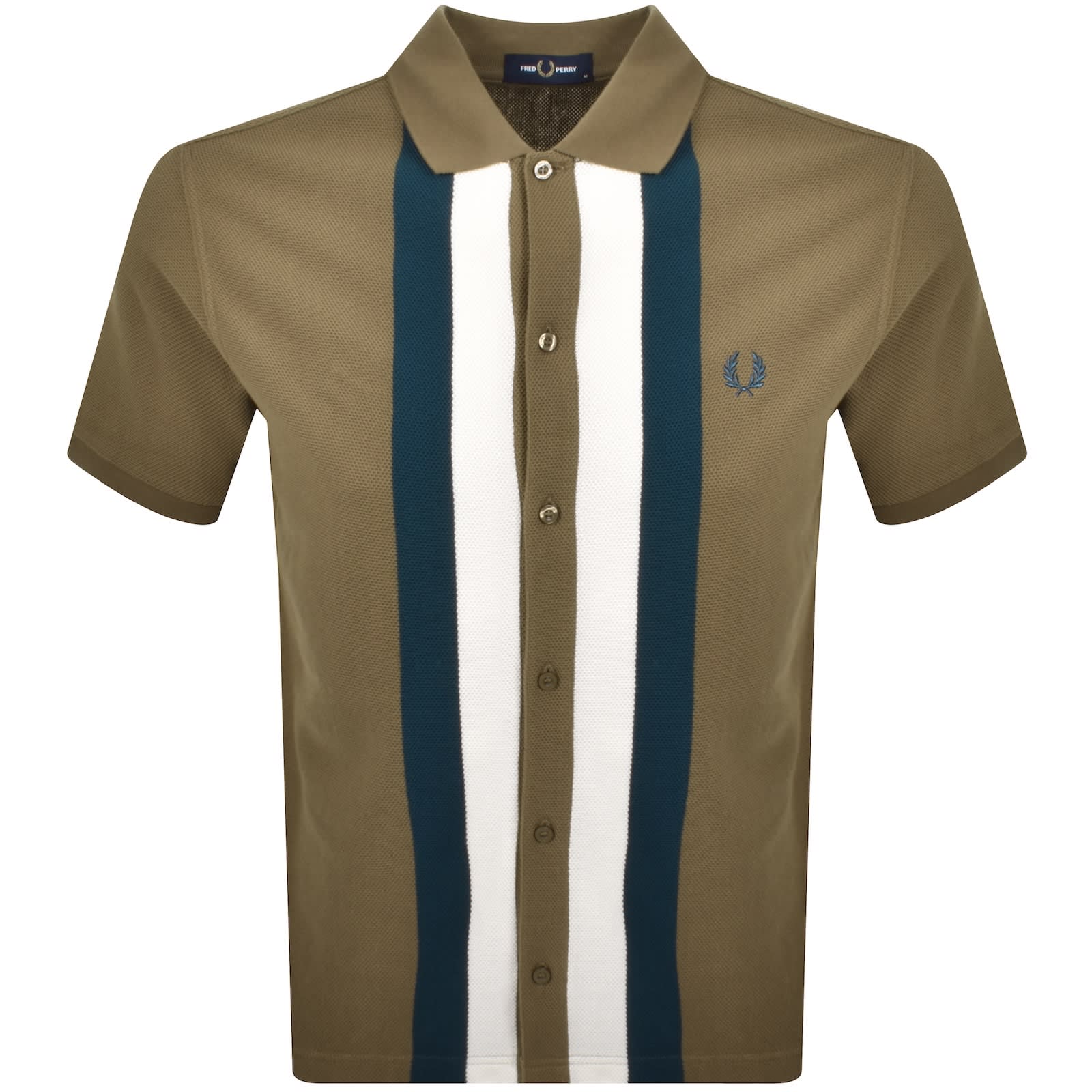 Fred Perry Panelled Button Through Polo Brown | Mainline Menswear