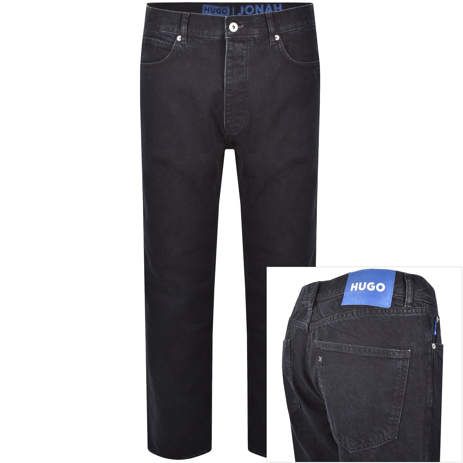 HUGO Blue Straight Fit Jonah Dark Blue Jeans | Mainline Menswear United ...