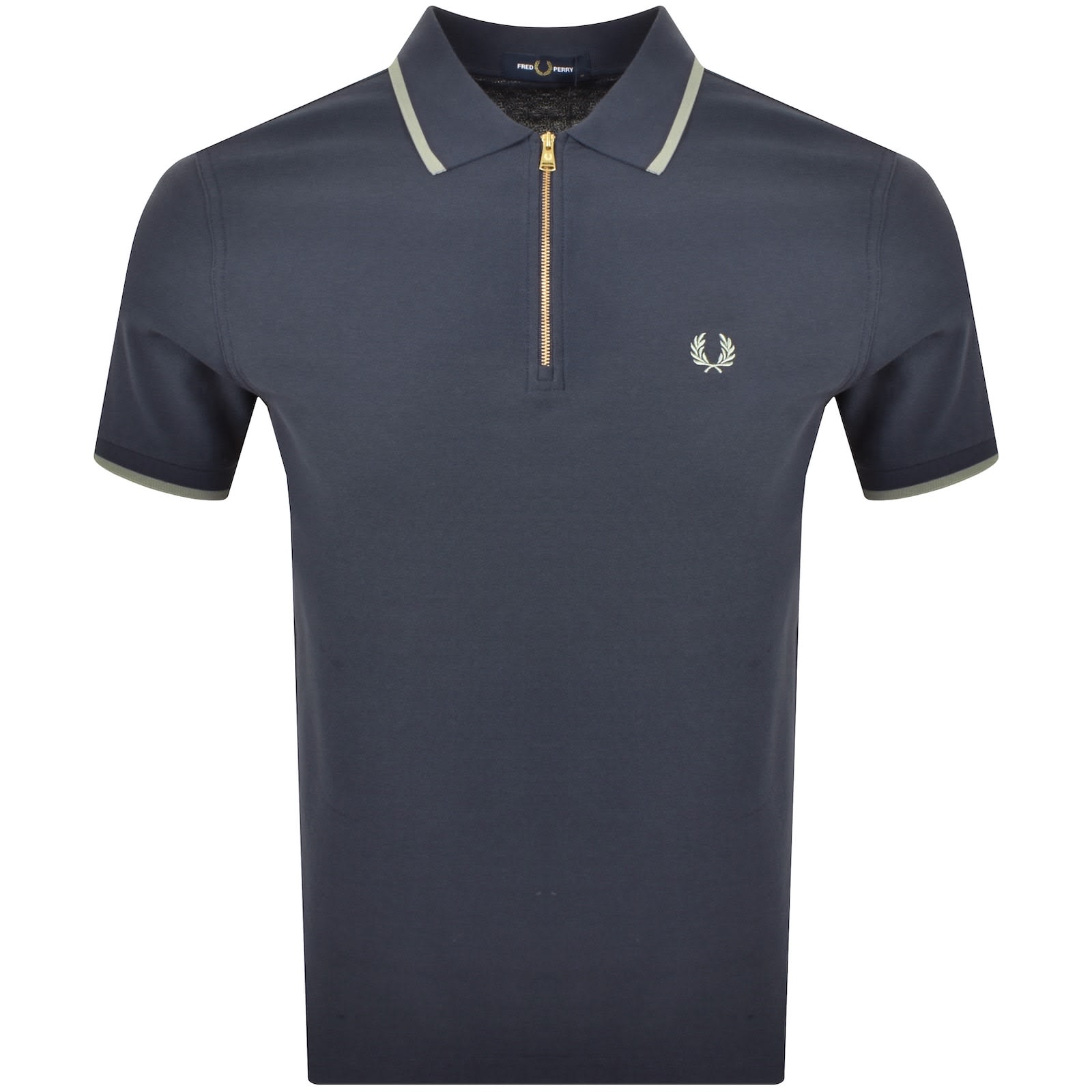 Fred Perry Zip Neck Crepe Polo T Shirt Navy | Mainline Menswear