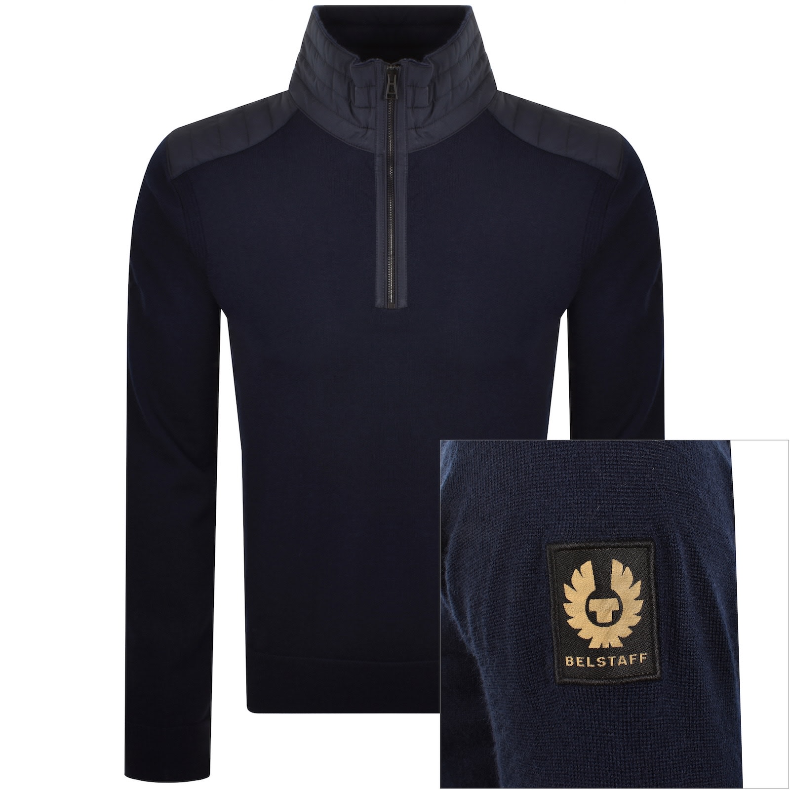 Belstaff Kilmington Quarter Zip Jumper Navy | Mainline Menswear