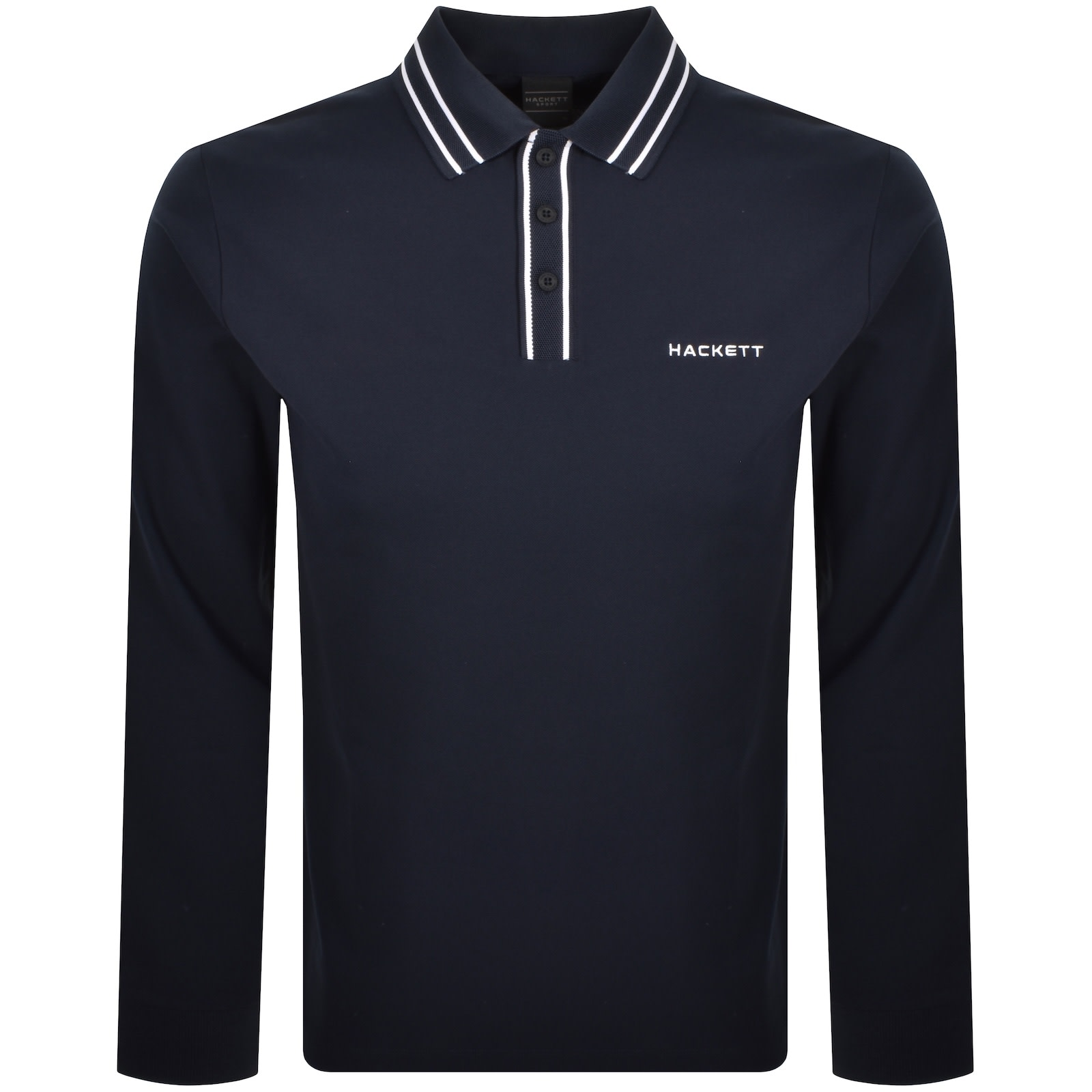 Hackett Jacquard Tipped Polo T Shirt Navy | Mainline Menswear