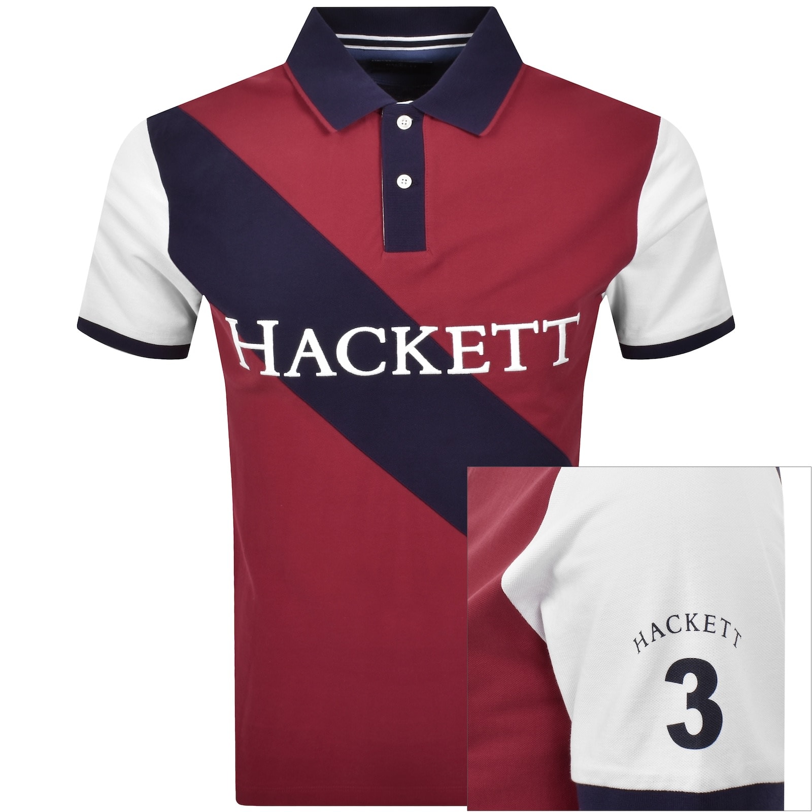 Hackett Number Polo T Shirt Red | Mainline Menswear
