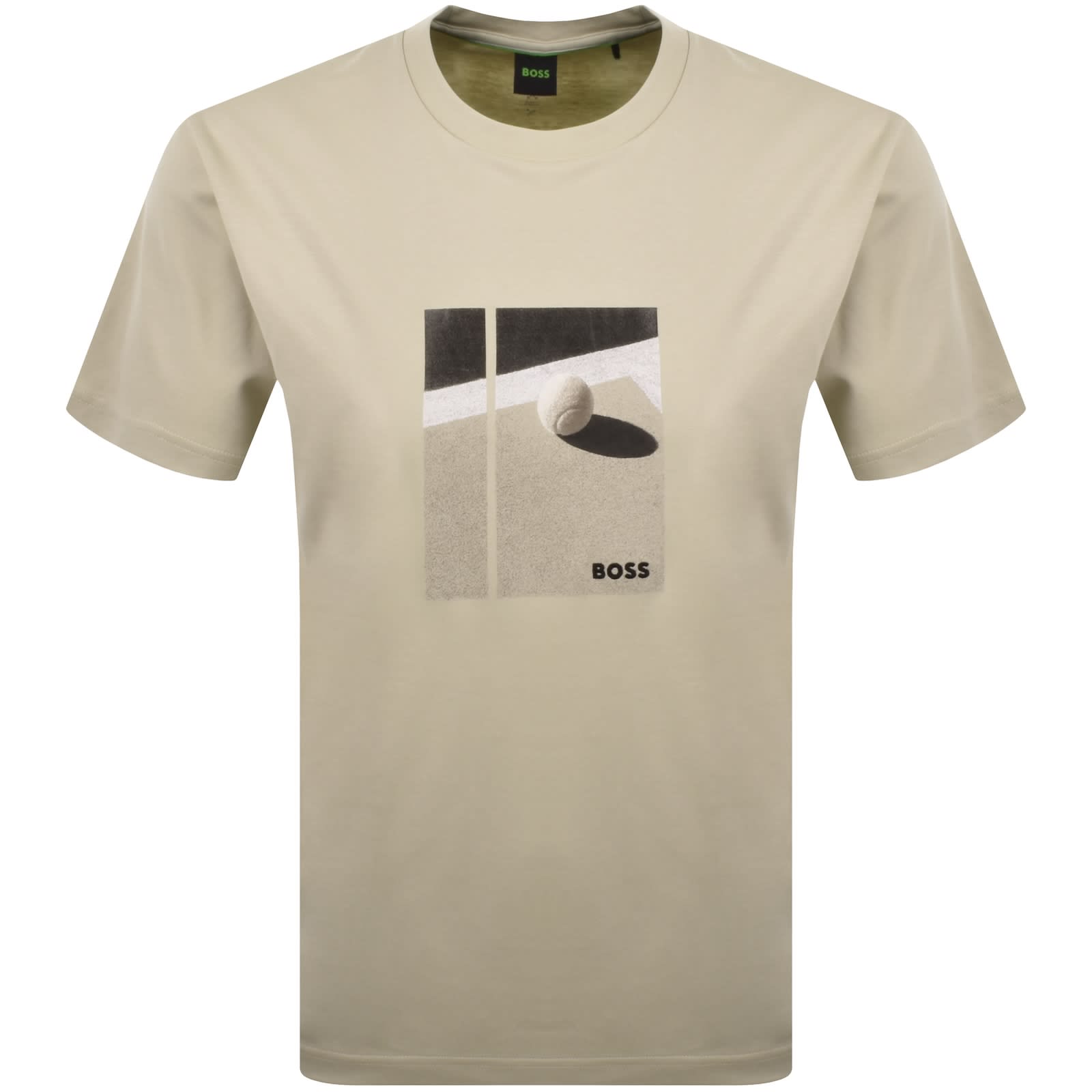 BOSS Tennis Artwork Relaxed T Shirt Beige | Mainline Menswear