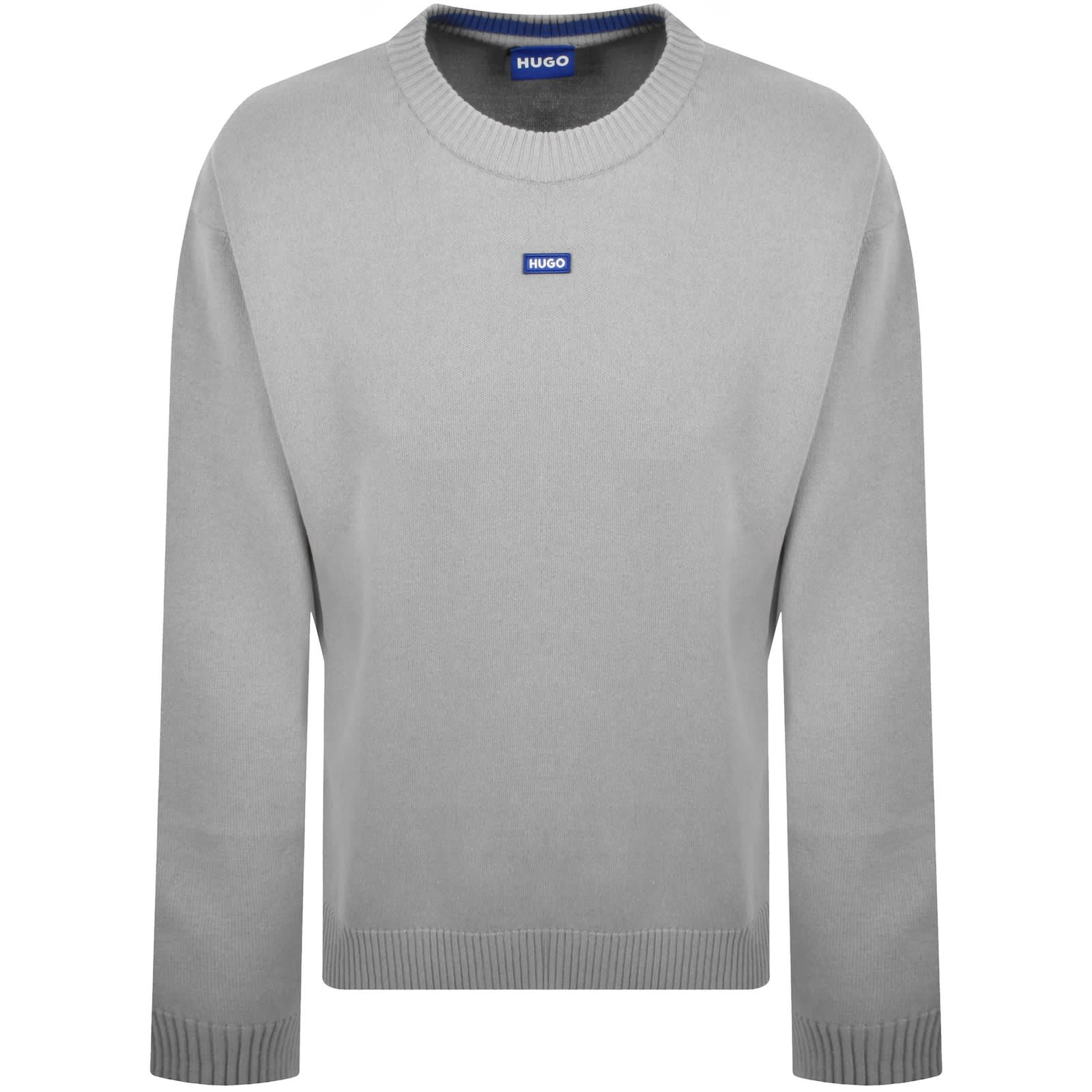 HUGO Blue San Casey Knit Jumper Grey | Mainline Menswear