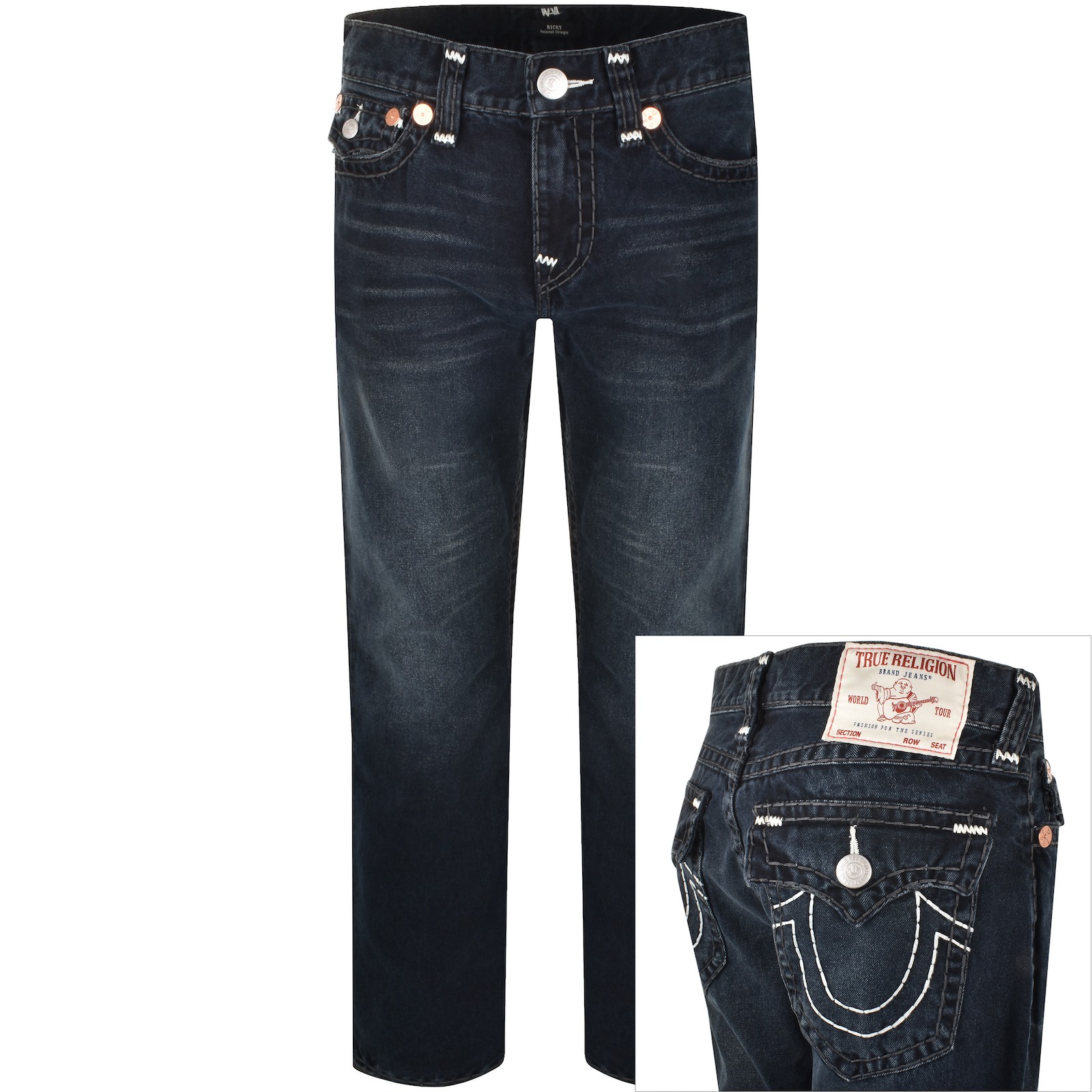True Religion Ricky Super T Flap Jeans Dark Wash In Blue | ModeSens