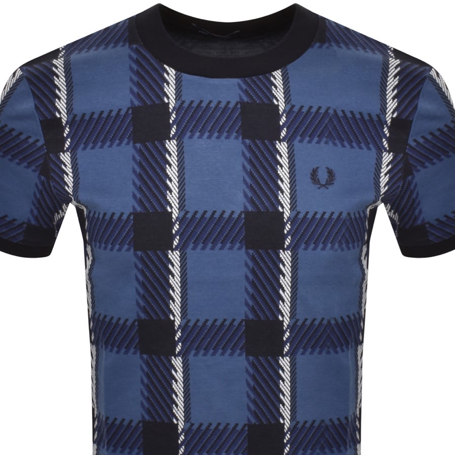 Fred Perry Glitch Tartan T Shirt Blue | Mainline Menswear Canada