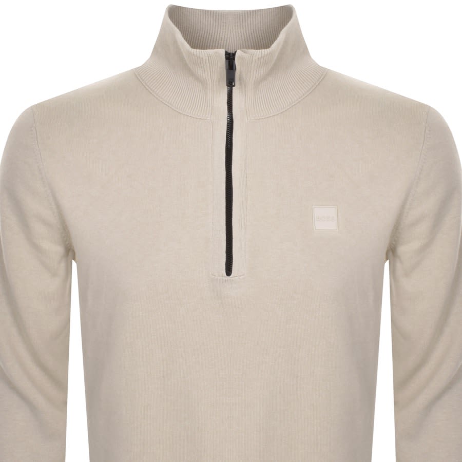 BOSS Kanobix Half Zip Jumper Beige | Mainline Menswear